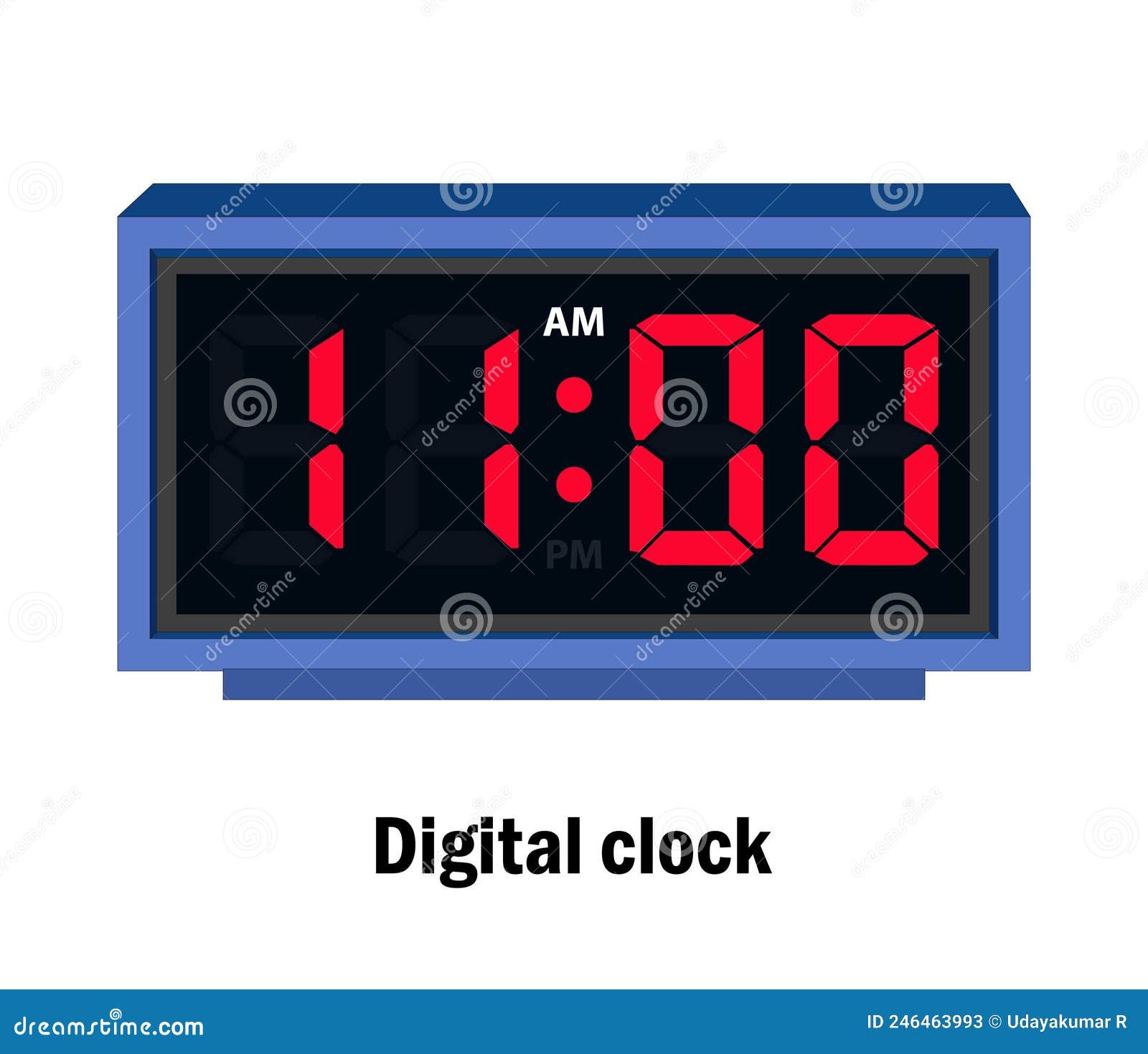 Vetor Do Relógio Digital 1100 am Ilustração do Vetor - Ilustração de ...