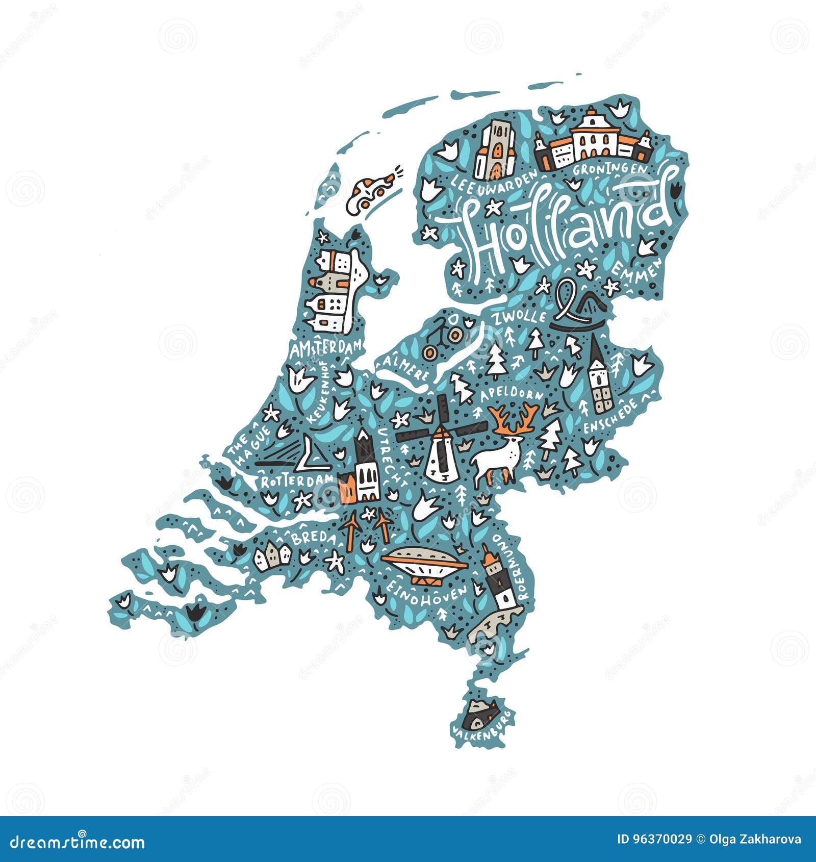 Vetor Holland Map ilustração do vetor. Ilustração de reino - 96370029