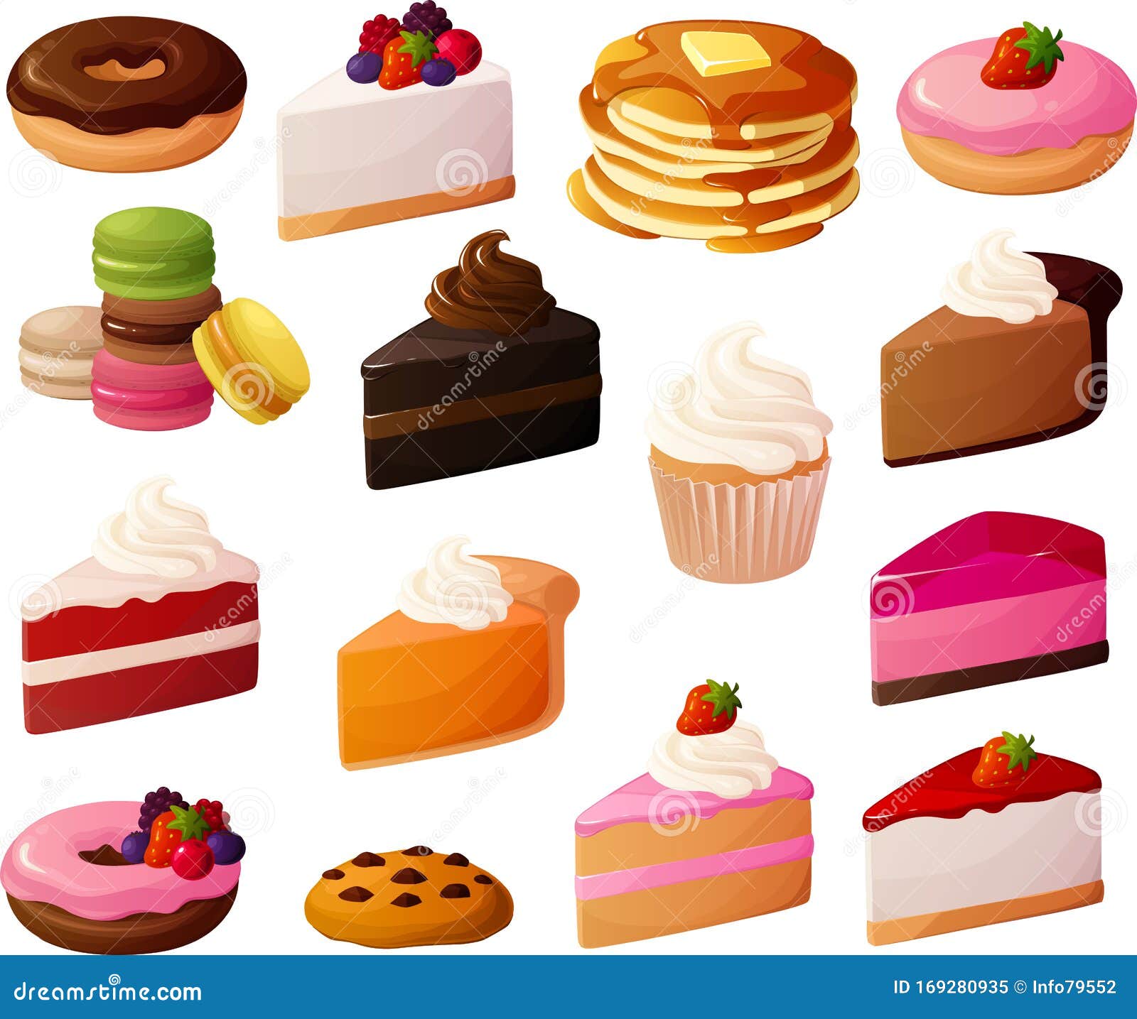 Vetor Illustration of Various Desserts and Cakes Stock Vector ...