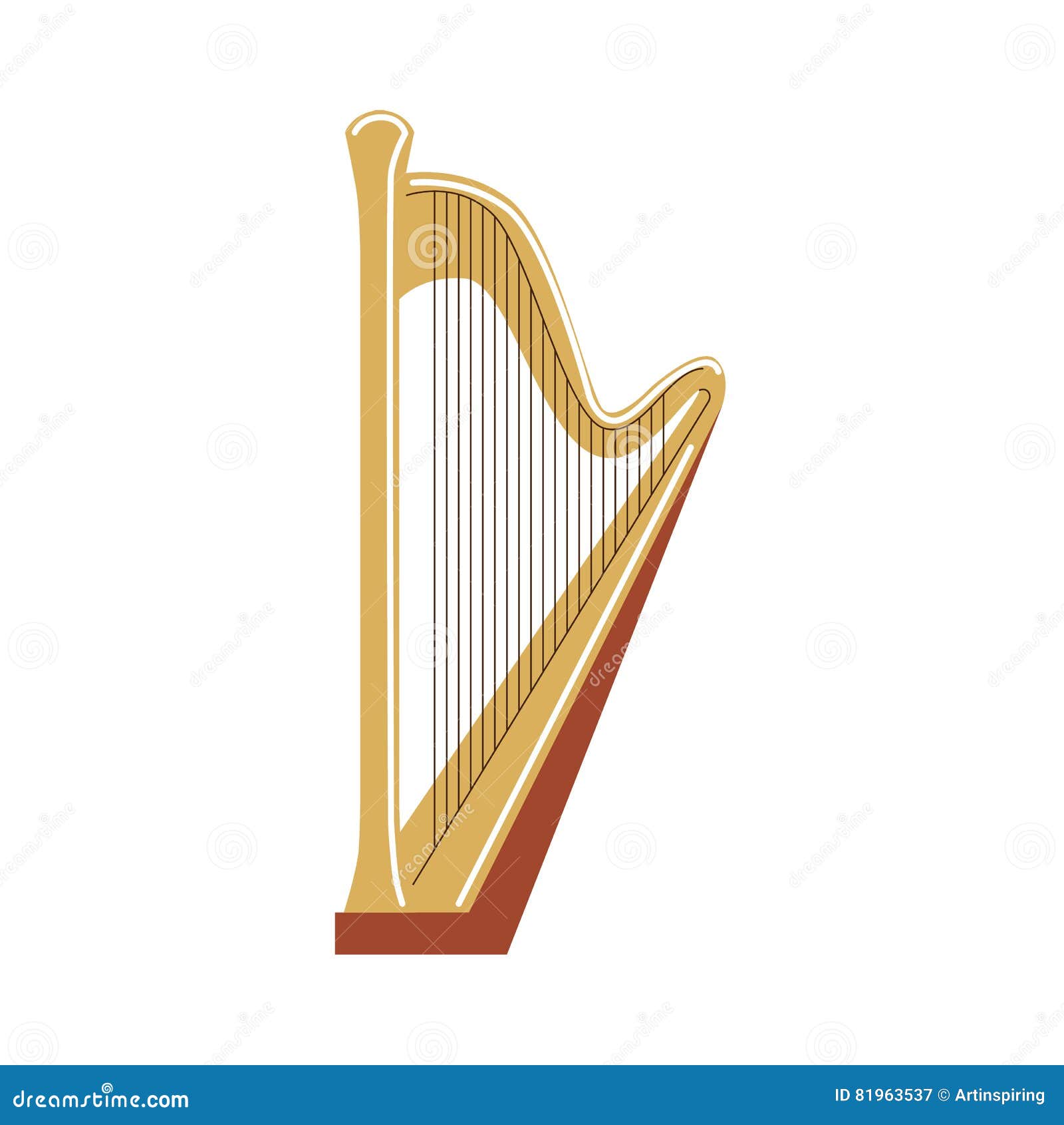 Vetor liso da harpa ilustração do vetor. Ilustração de harpa - 81963537
