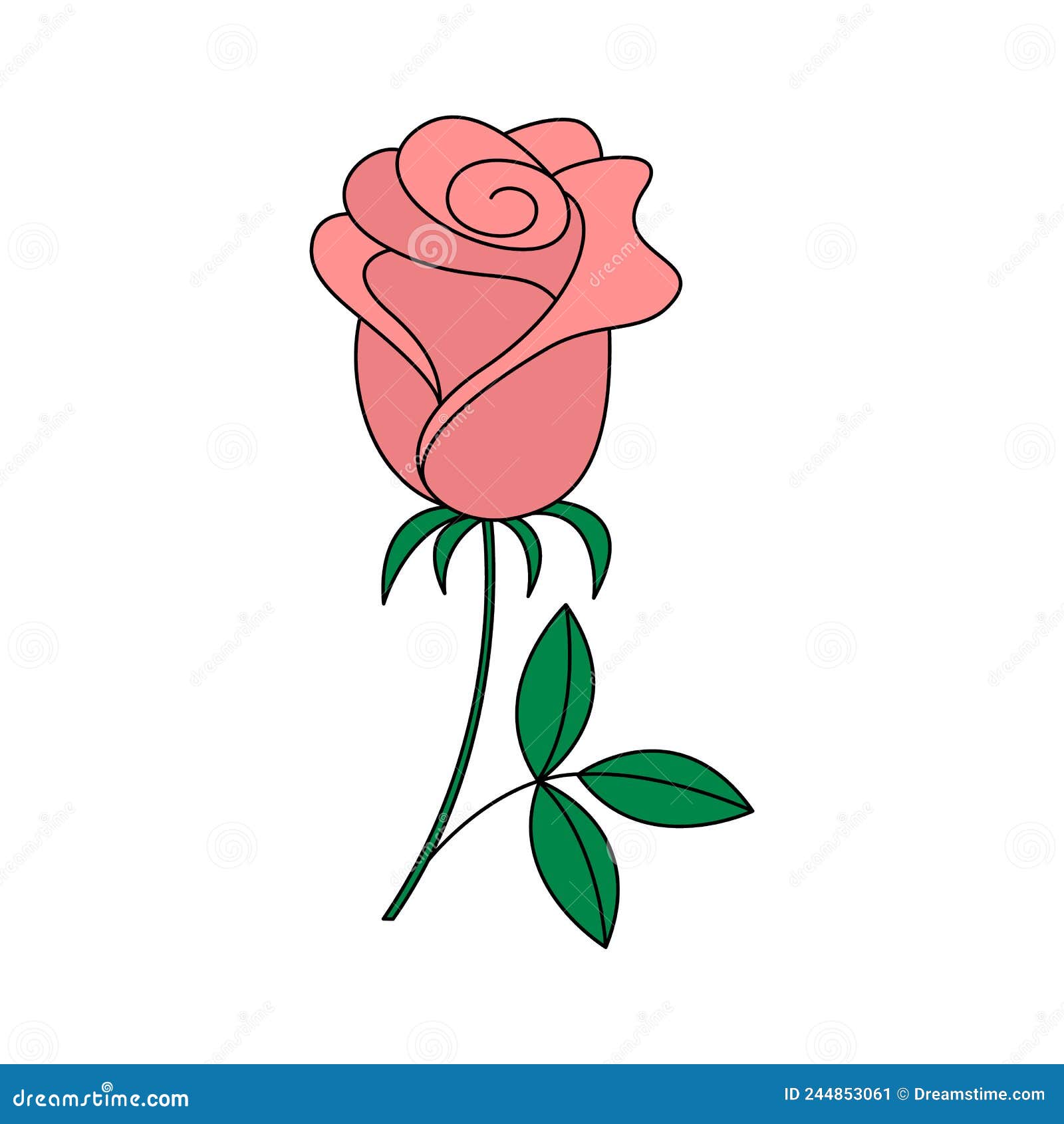 Vetor Rosa. Rosa Simples Isolada. Ilustração do Vetor - Ilustração de ...