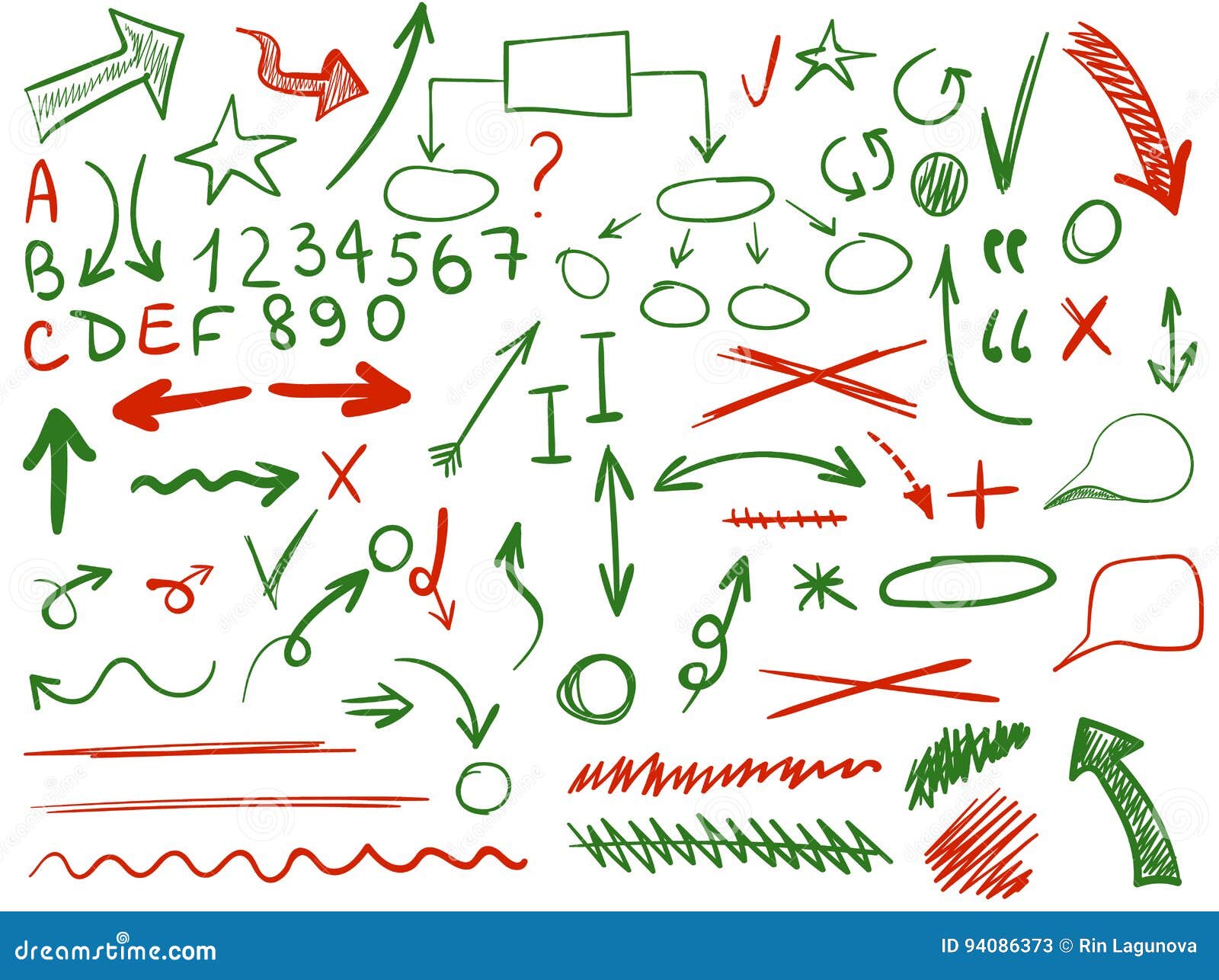 VETOR Set of Sketched Icons. Elements for Text Correction or Planning ...