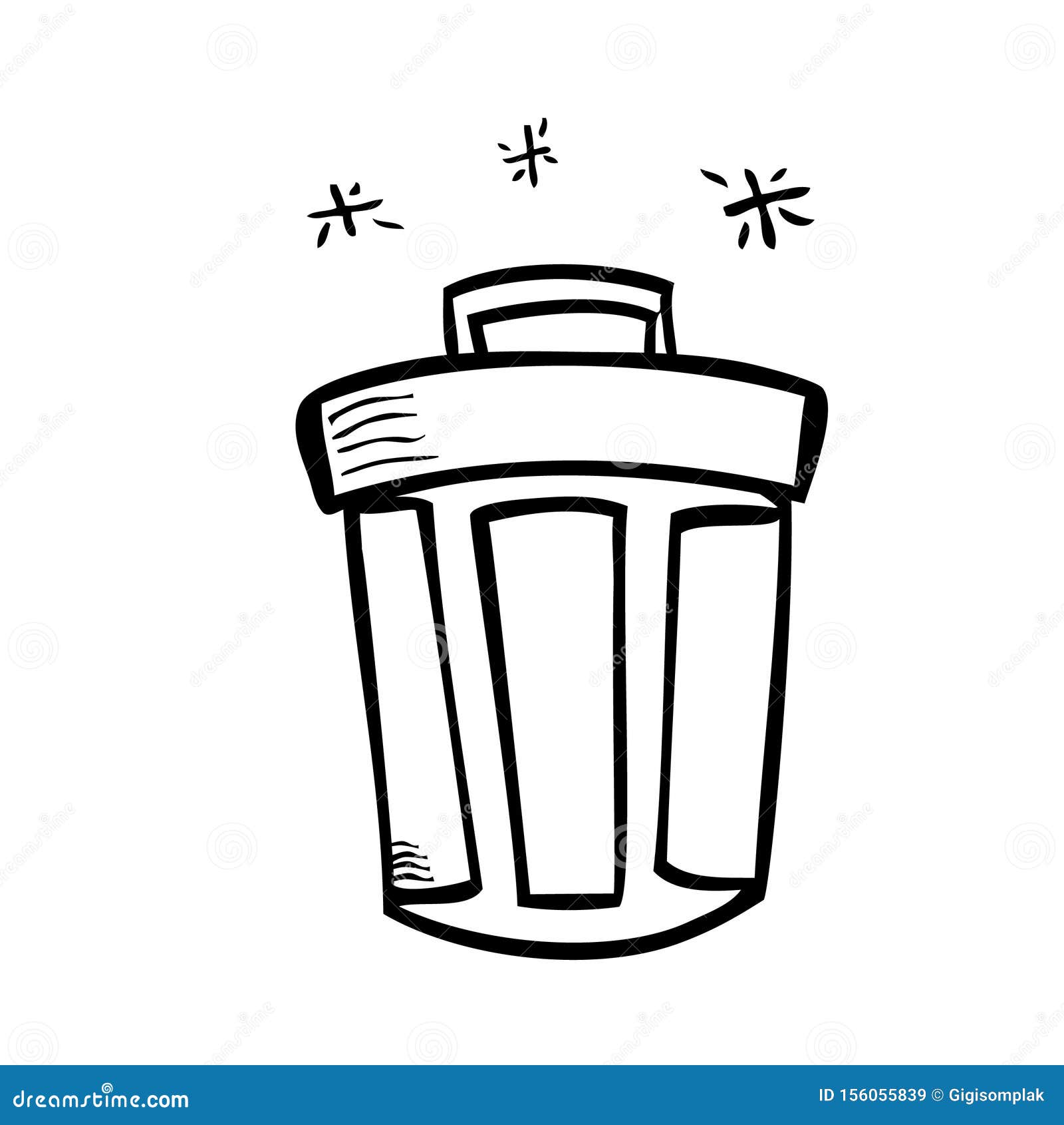 Vetor Simple Outline Draw Sketch of Closed Empty Clean and Tidy Trash ...