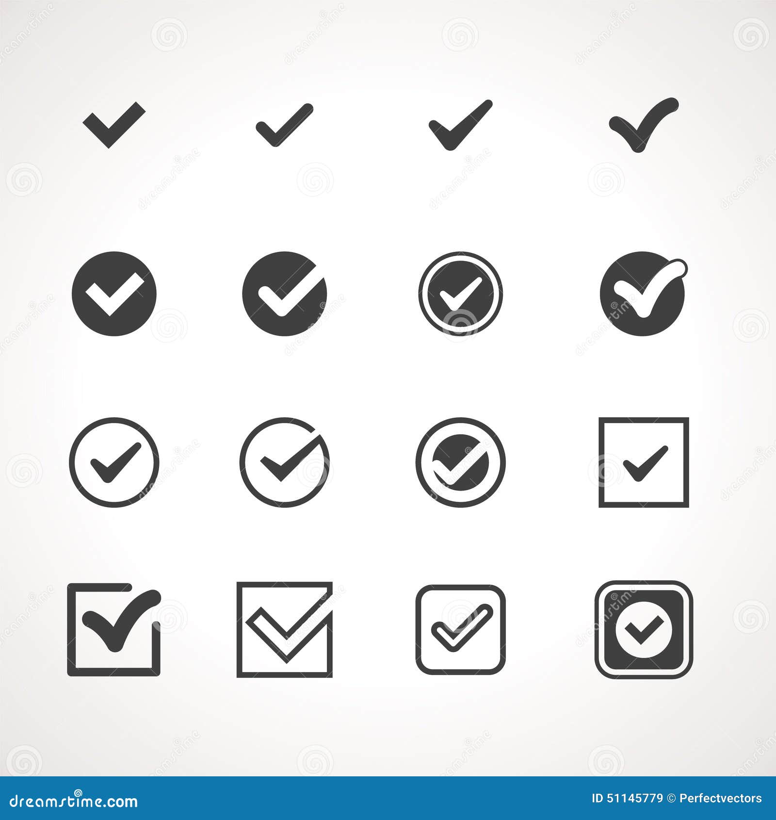 Vetor Tick Check Mark Icon Set Ilustração do Vetor - Ilustração de ...