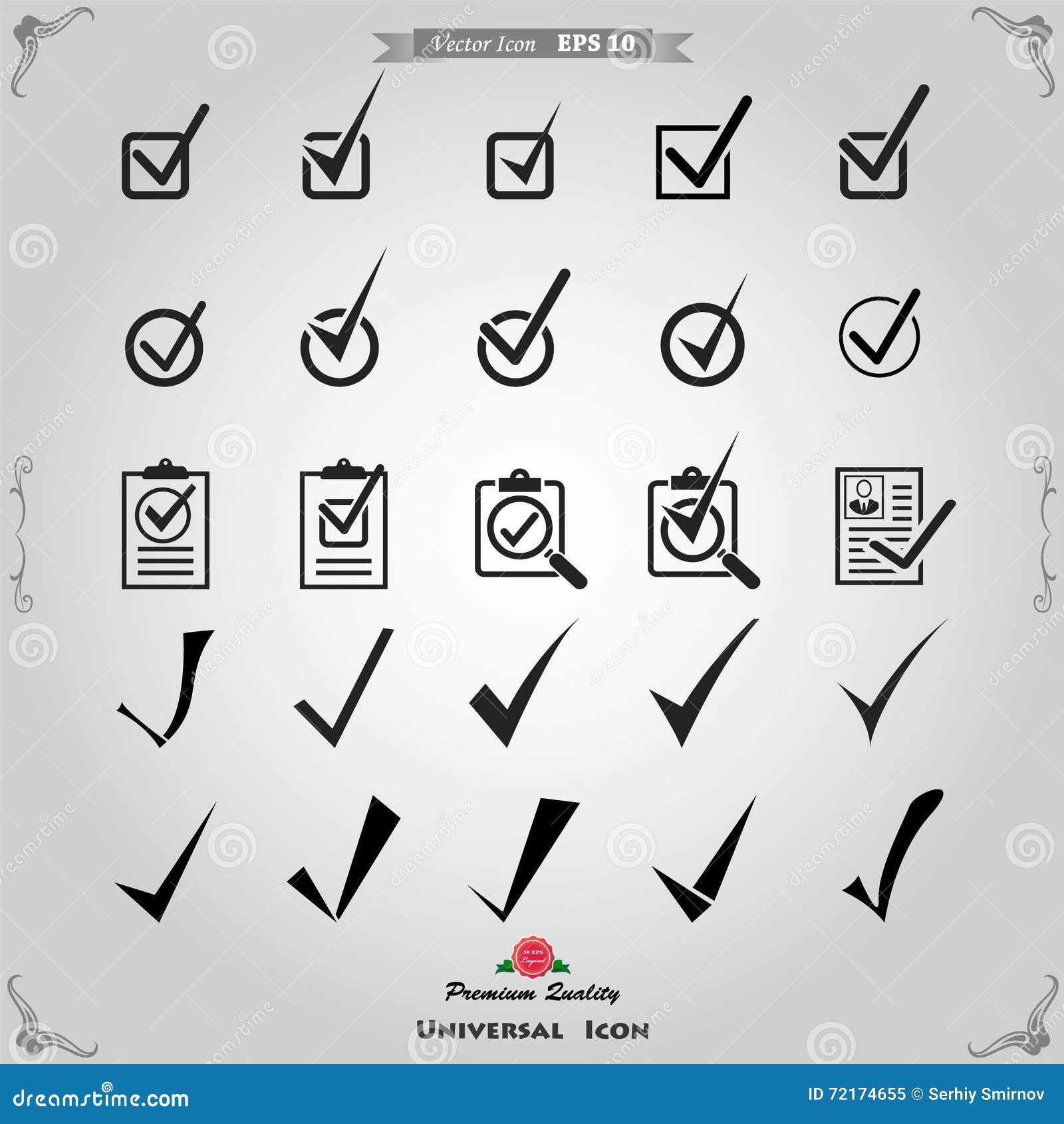 Vetor Tick Check Mark Icon Set Ilustração Stock - Ilustração de sucesso ...