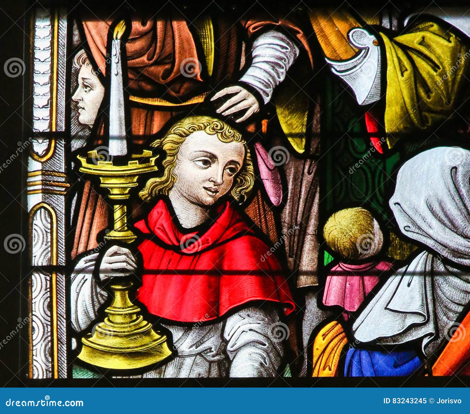 Vetro Macchiato - Chierichetto E Candelabro Immagine Stock - Immagine ...