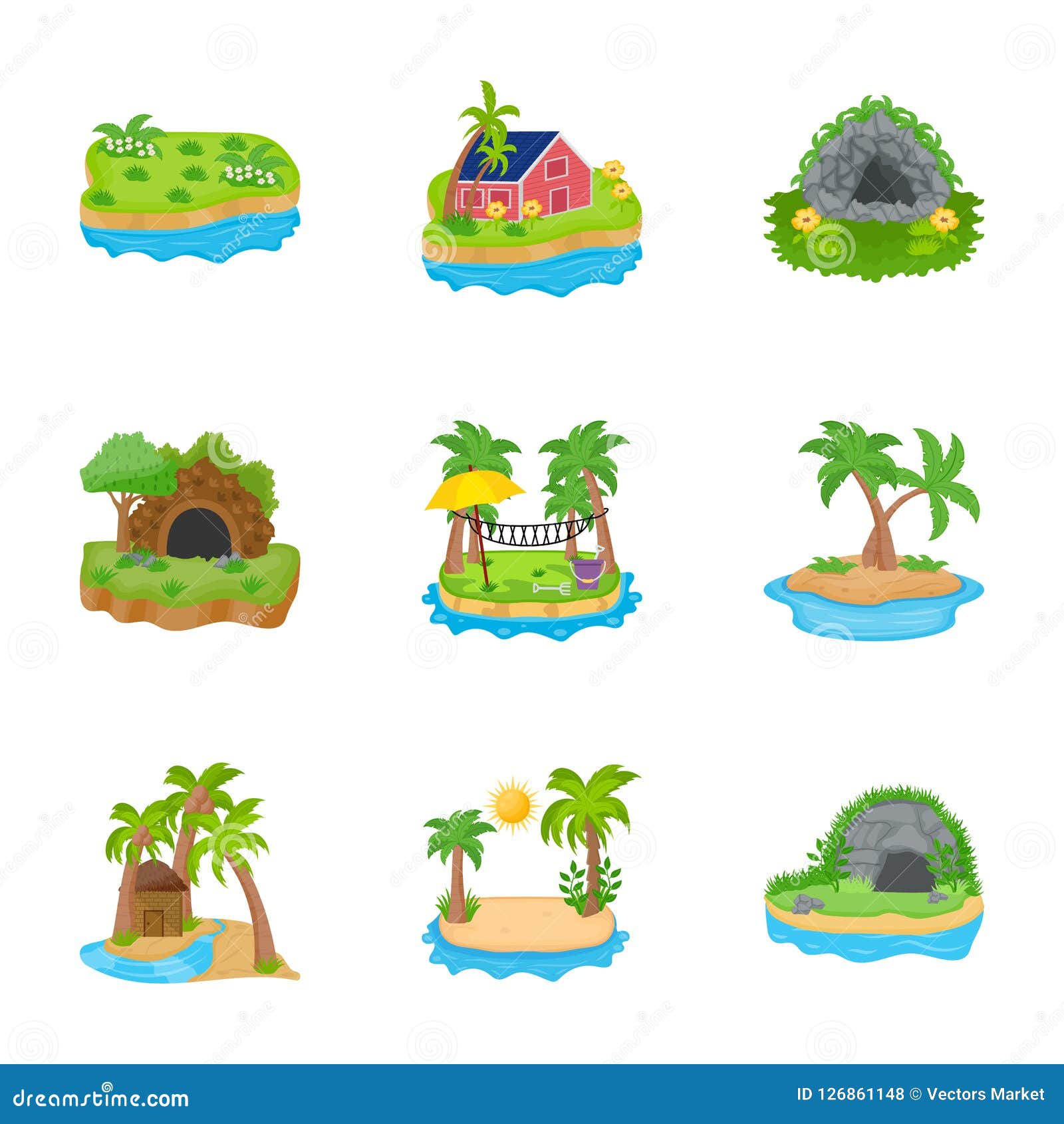 Vettore Delle Icone Dell'isola Illustrazione di Stock - Illustrazione ...