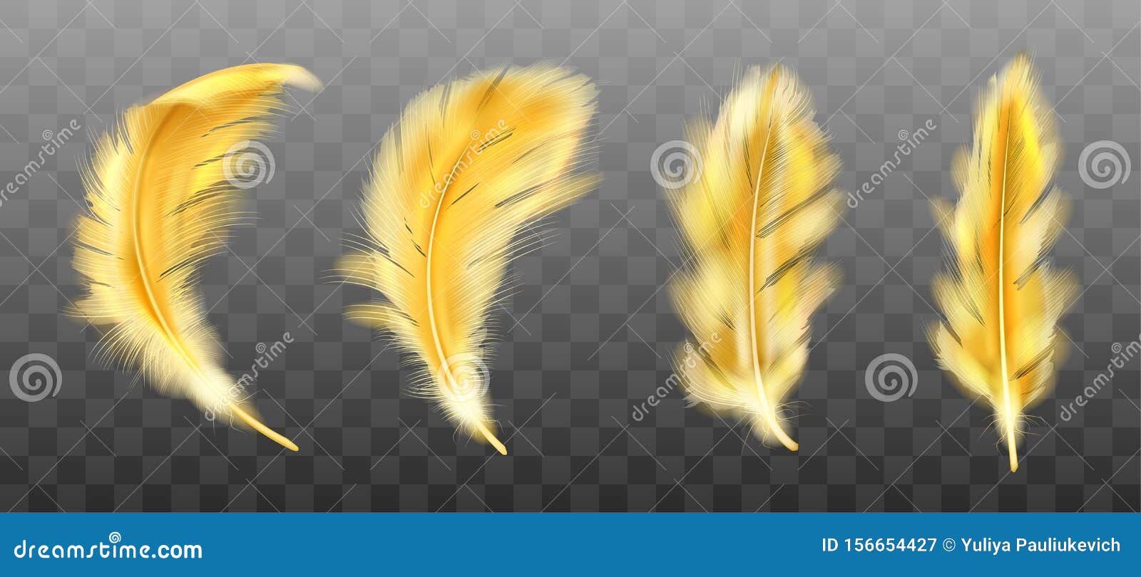Vettore Di Piuma Di Colore Giallo-oro Realistico Illustrazione ...