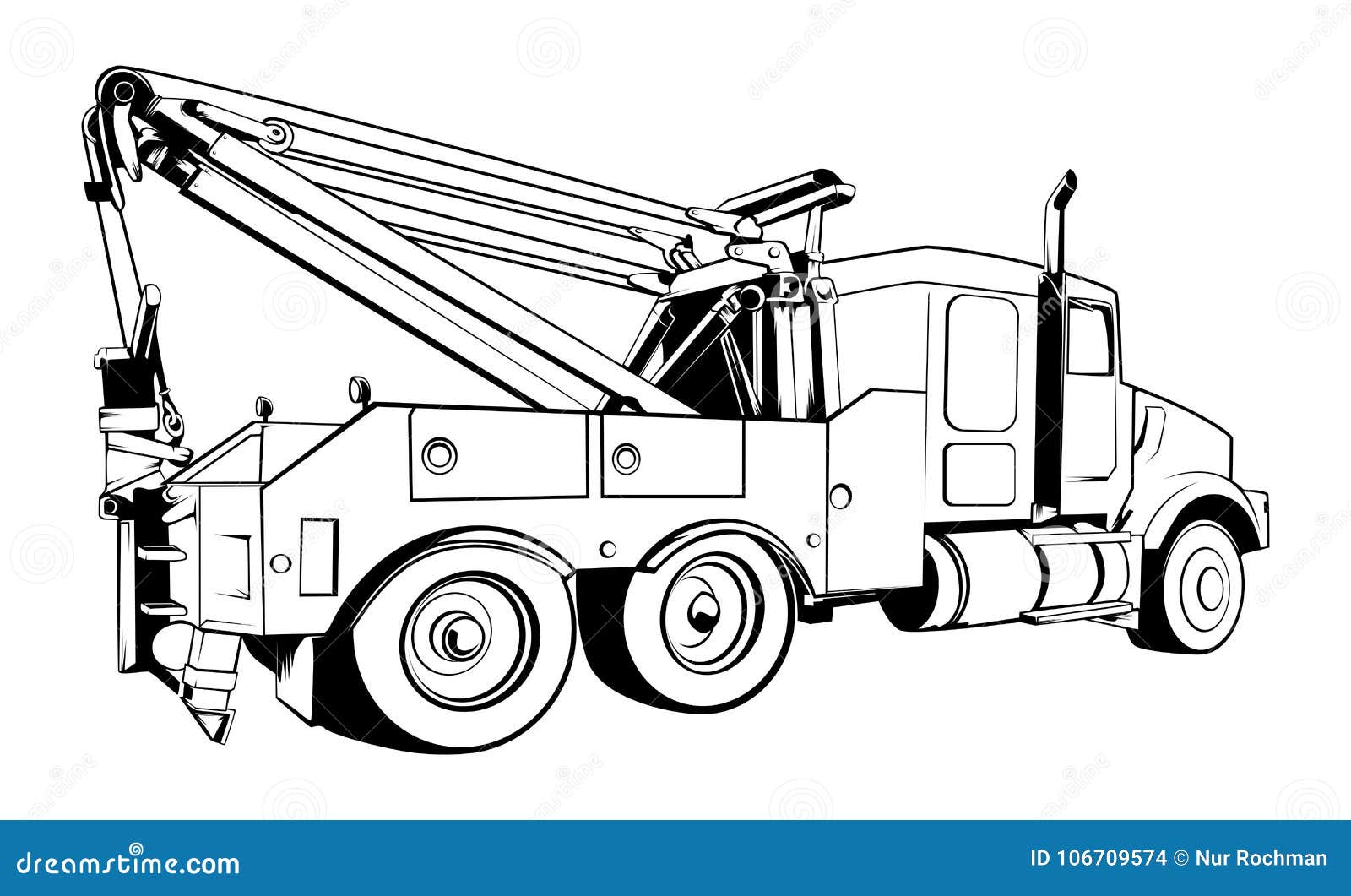 Vettore - Tow Truck Outlined Black Vector Illustrazione Vettoriale ...