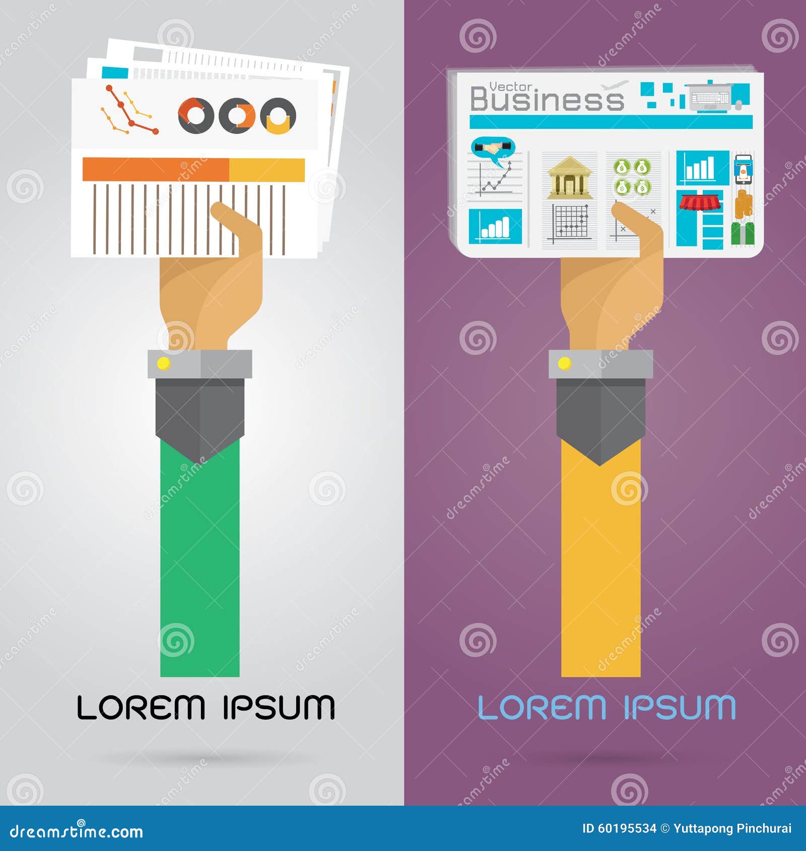Vevctor Set Arm and Hand Business Newspaper Graph Success Stock Vector ...
