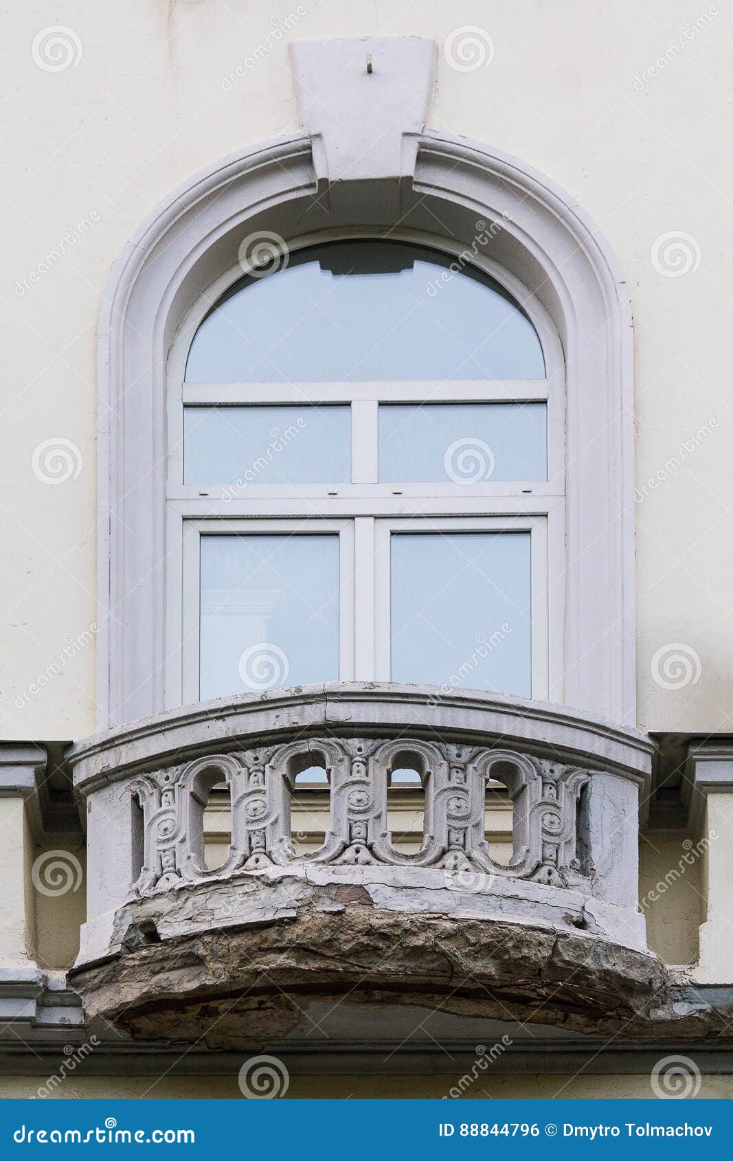 Vew Plastic Window and an Old Vintage Balcony Stock Photo - Image of ...