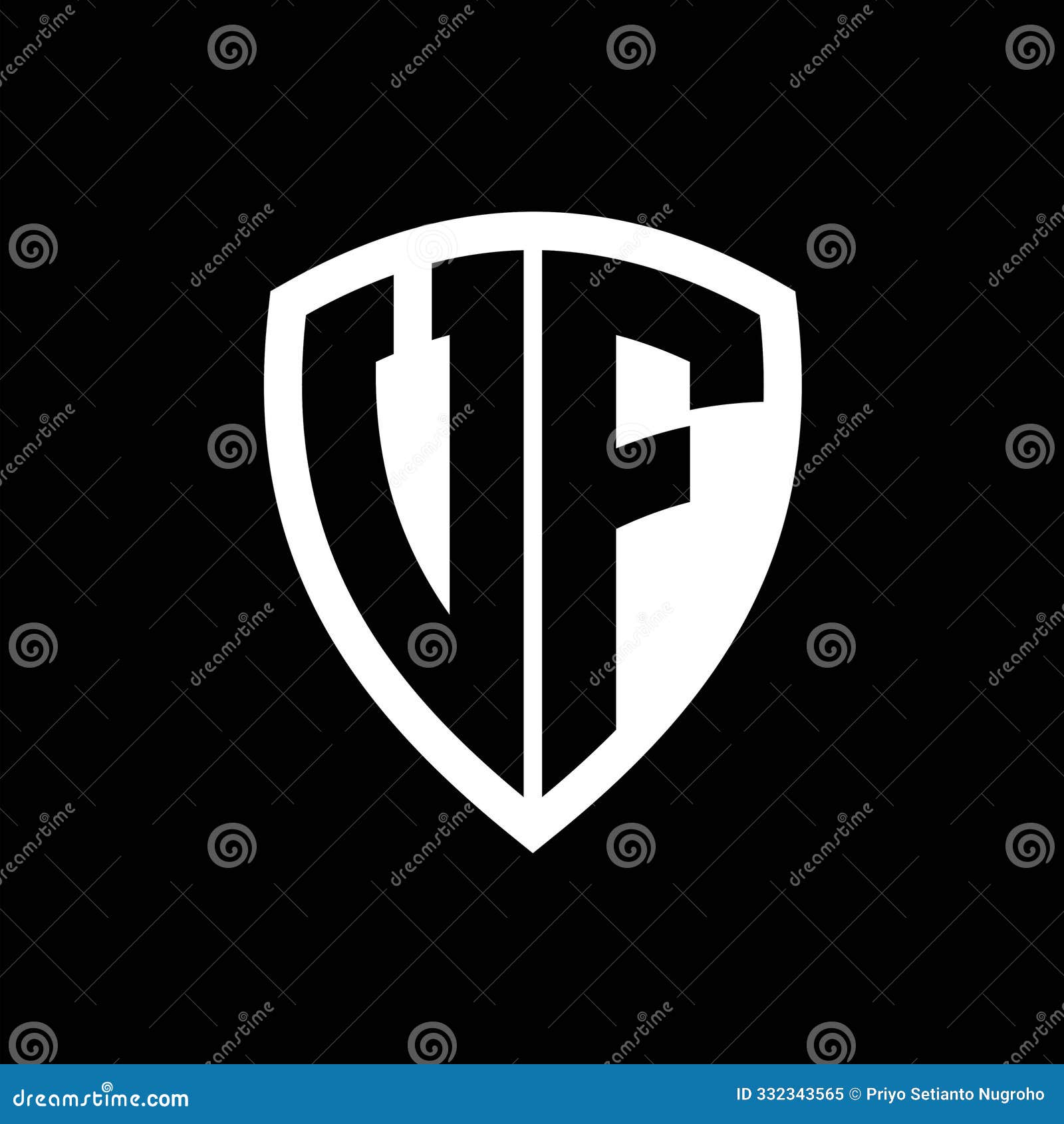 VF Monogram Logo with Bold Letters Shield Shape with Black and White ...