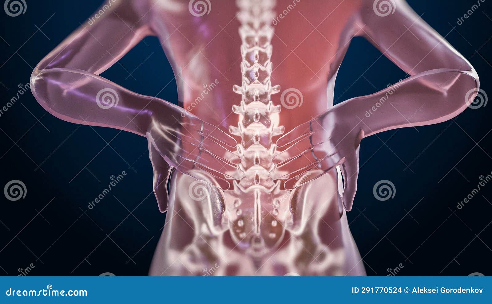 VFX Back Pain Virtual Reality Presentation Render. Digitally Generated ...