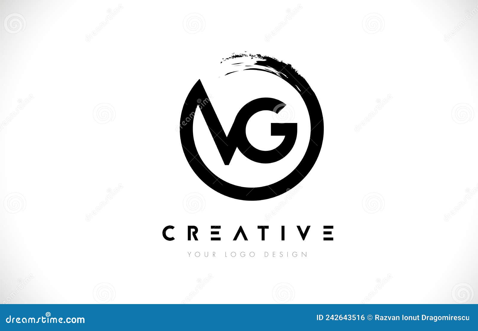 VG Letter Logo with Circle Brush Design and White Background Stock ...