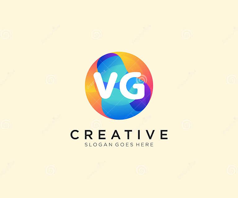 VG Initial Logo with Colorful Circle Template Vector Stock Vector ...
