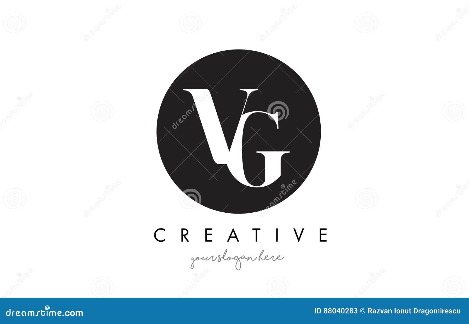 VG Letter Logo Design with Black Circle. Stock Vector - Illustration of ...