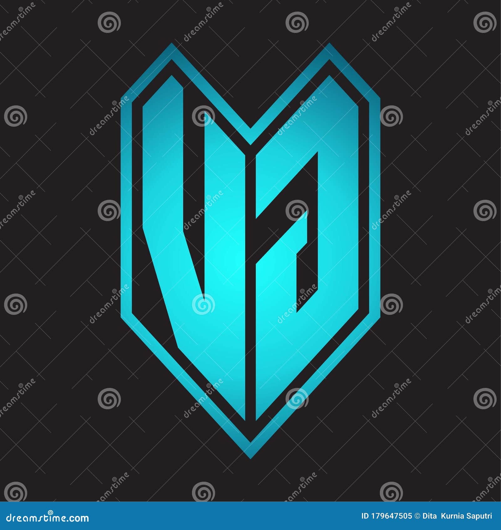 VG Logo Monogram with Emblem Line Style Isolated on Blue Gradient ...