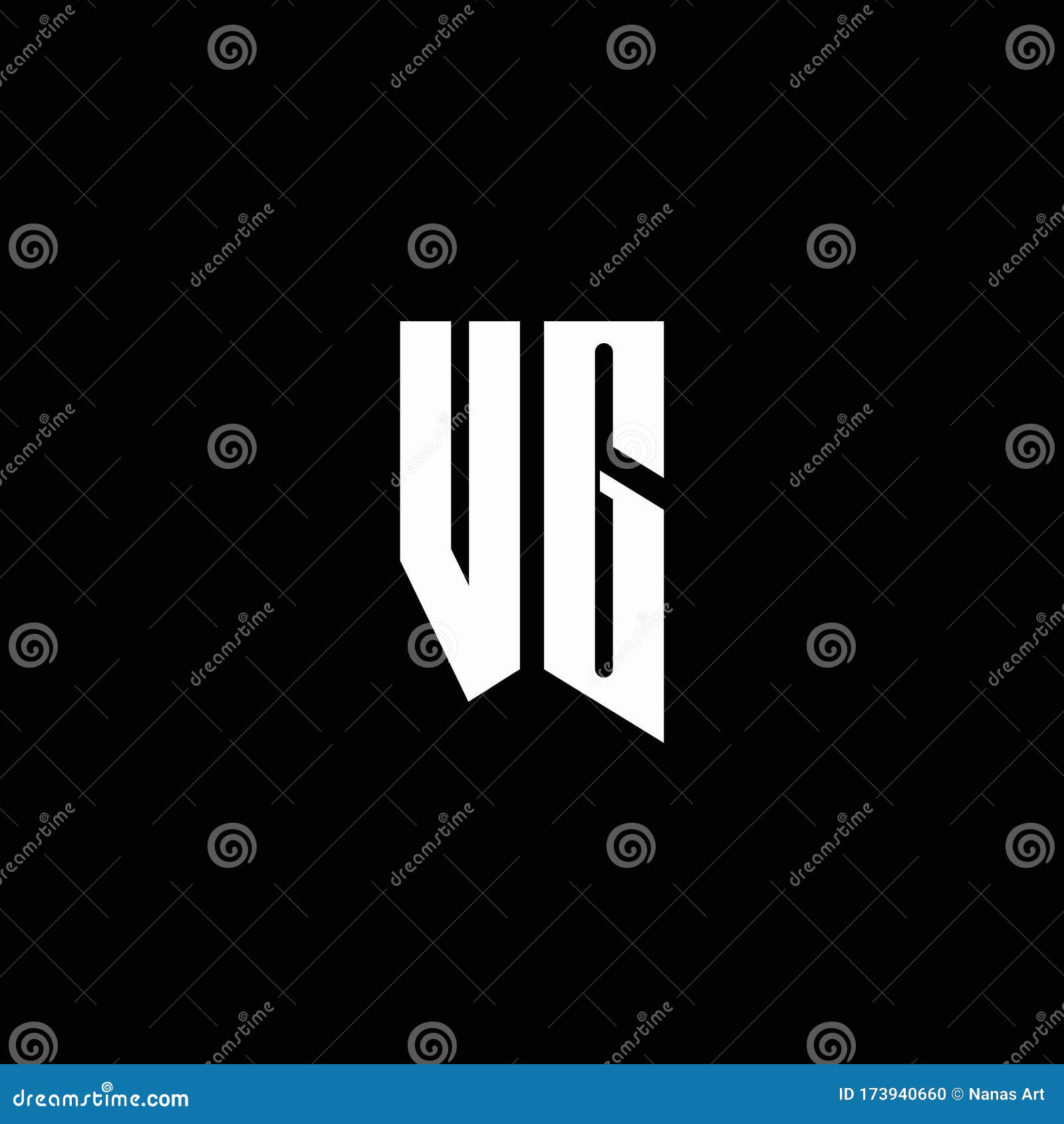 VG Logo Monogram with Emblem Style Isolated on Black Background Stock ...