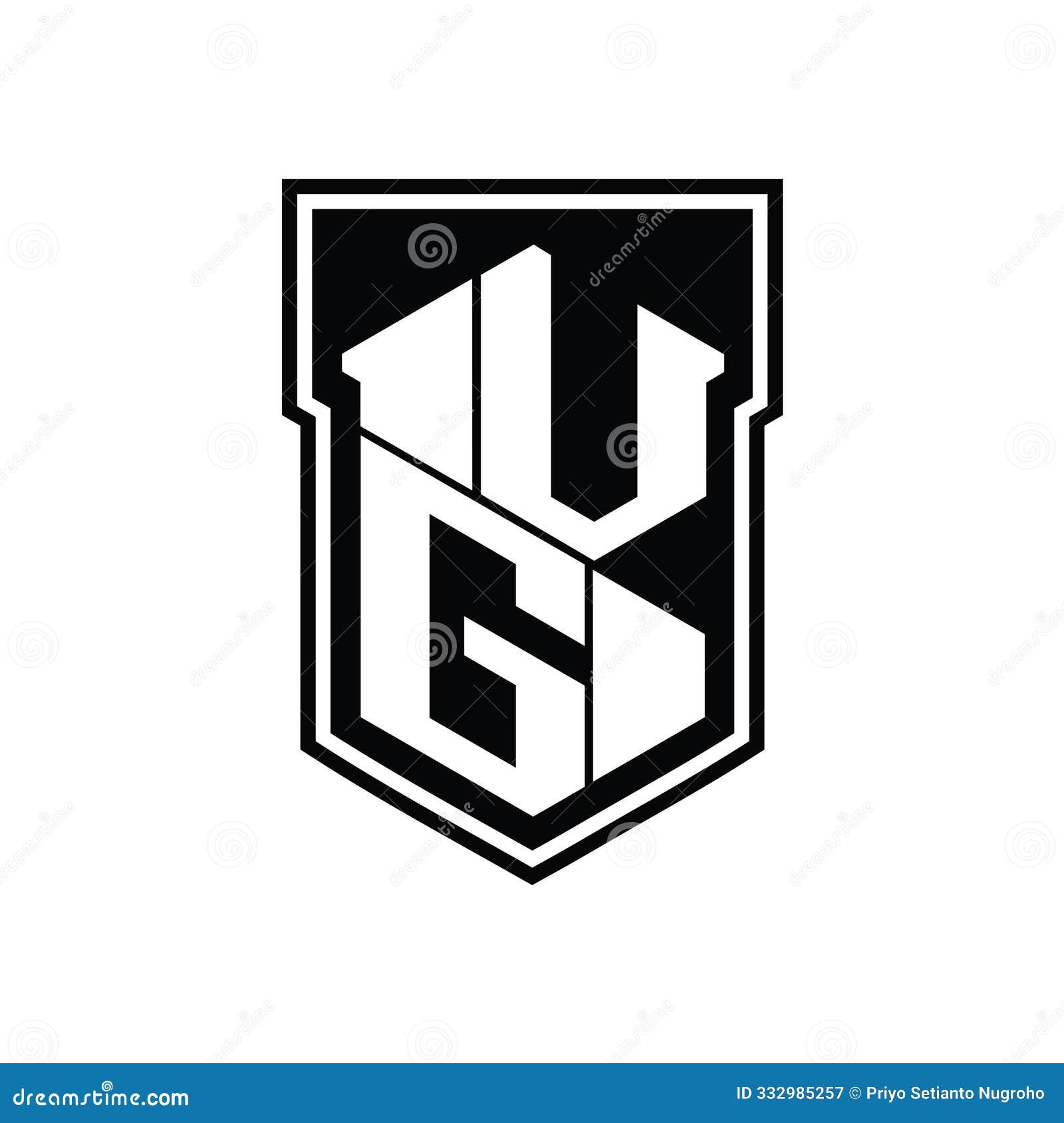 VG Logo Monogram Hexagon Geometric Up and Down Inside Shield Isolated ...