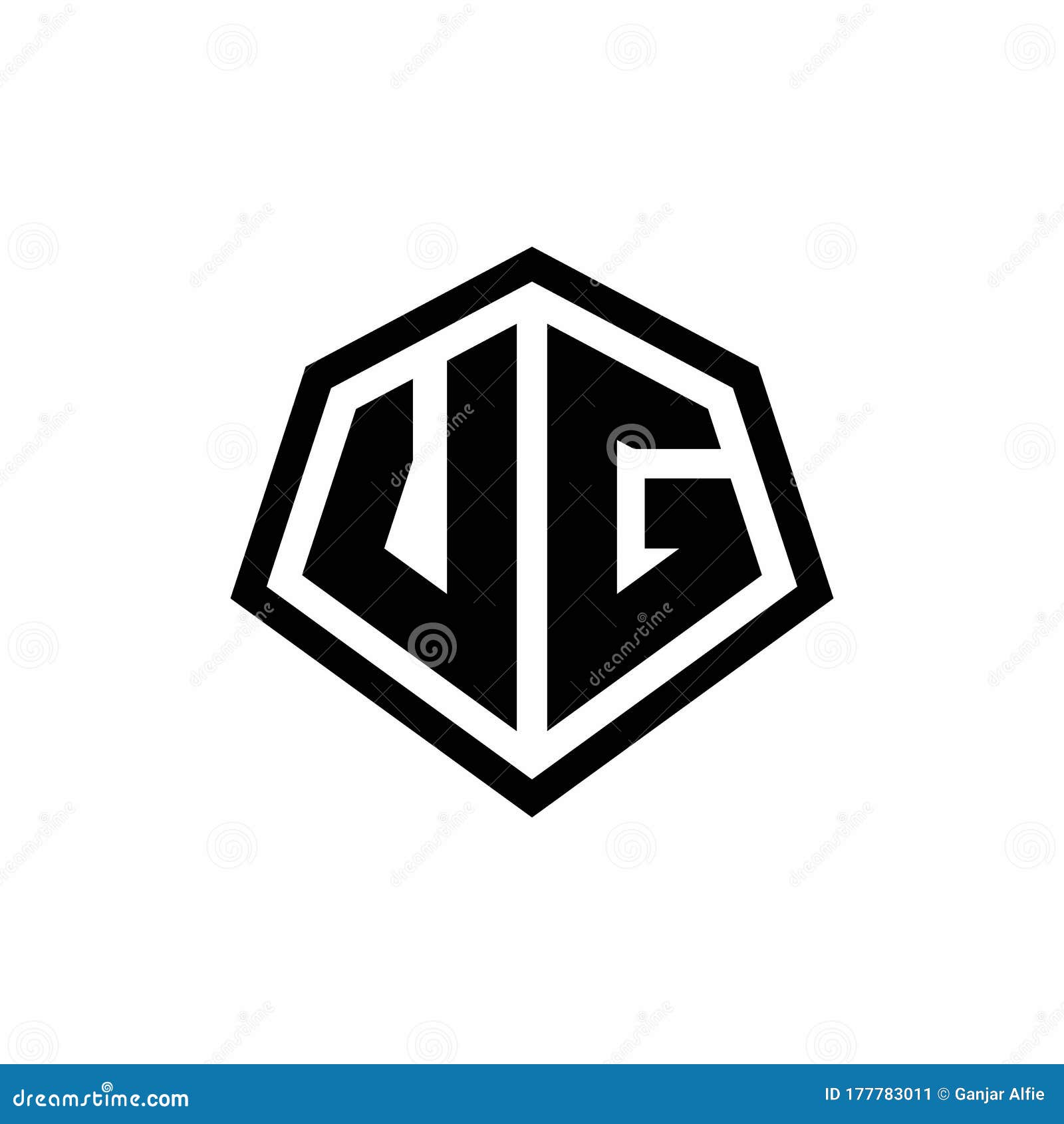 VG Monogram Logo with Hexagon Shape and Line Rounded Style Design ...