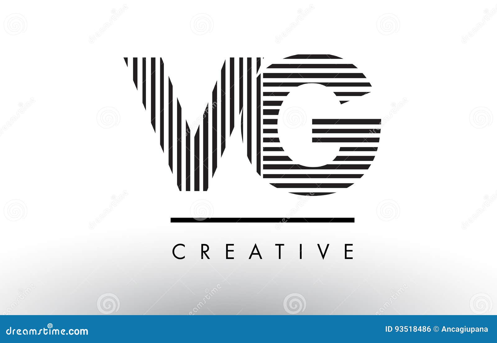 VG V G Black and White Lines Letter Logo Design. Stock Vector ...