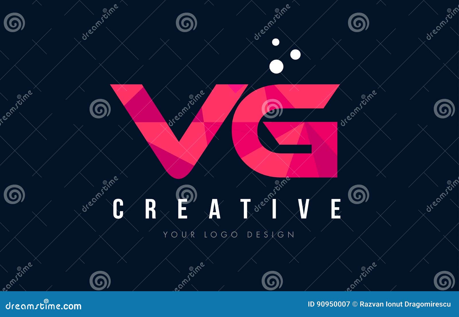 VG V G Letter Logo with Purple Low Poly Pink Triangles Concept Stock ...