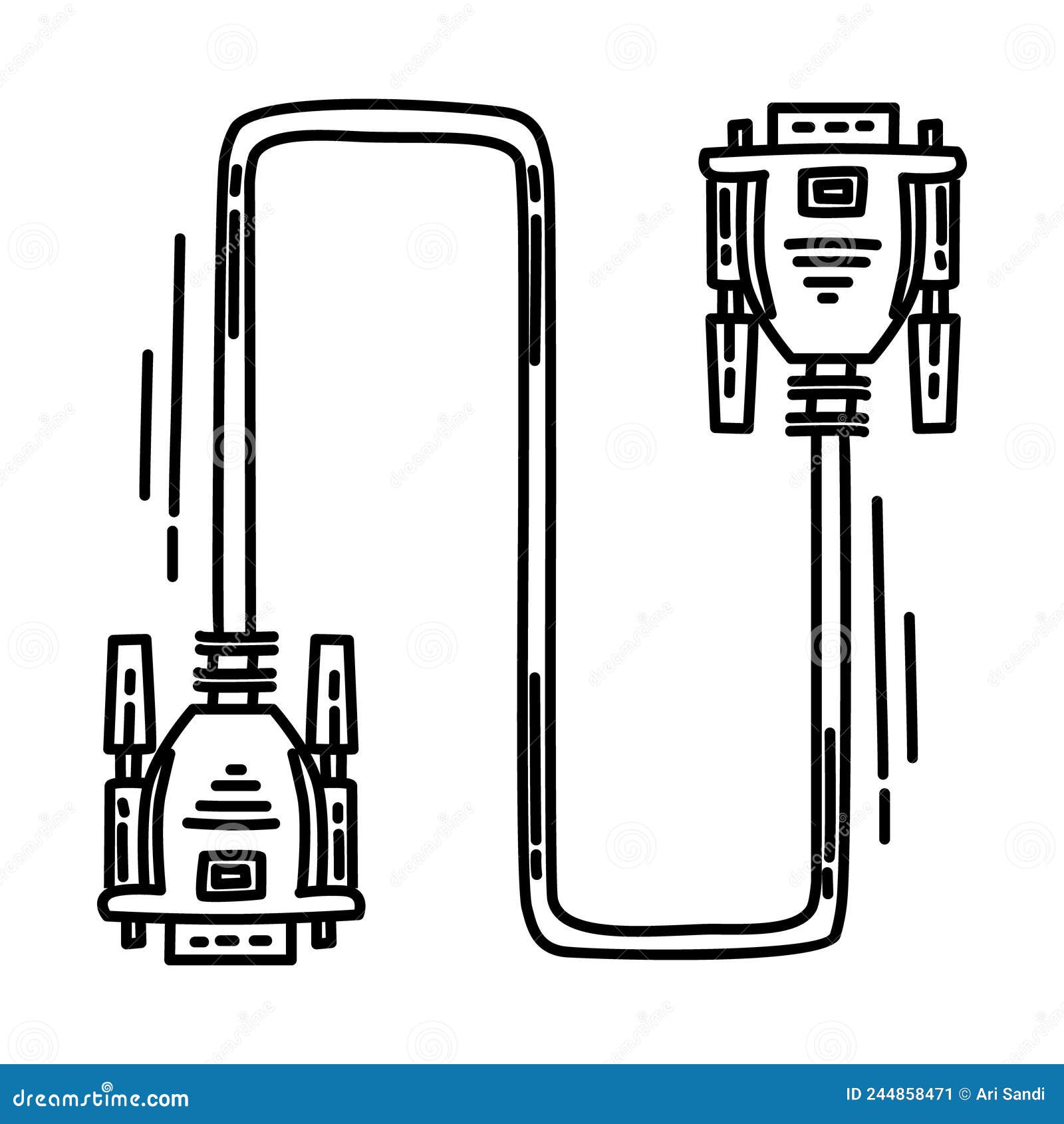 VGA Cable Icon. Doodle Hand Drawn Or Outline Icon Style Cartoon Vector ...