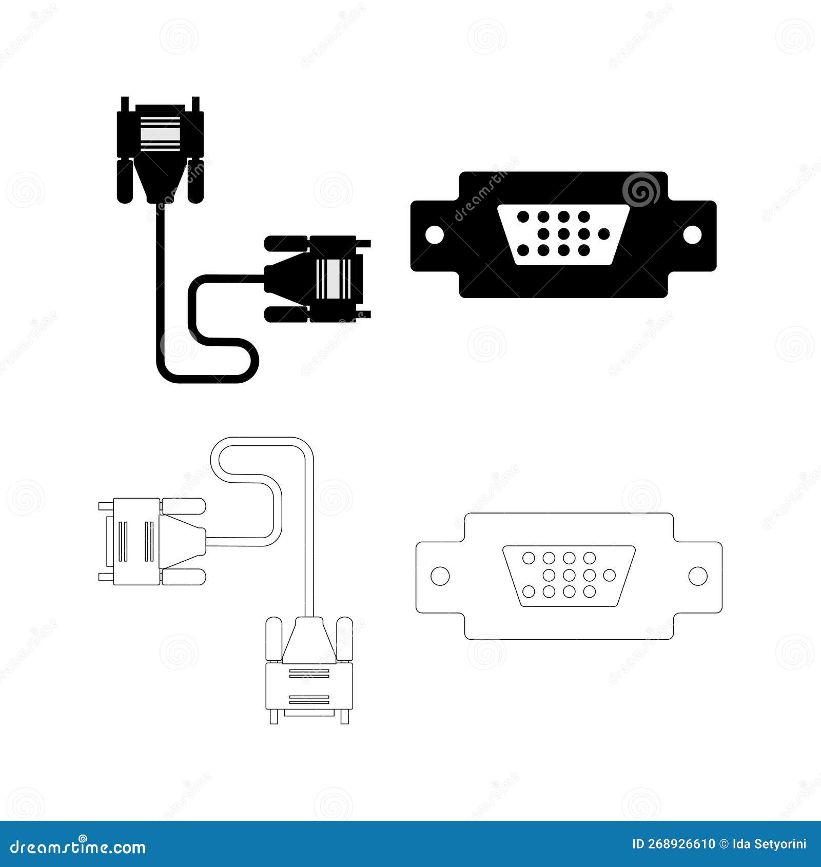 VGA cable icon stock vector. Illustration of isolated - 268926610