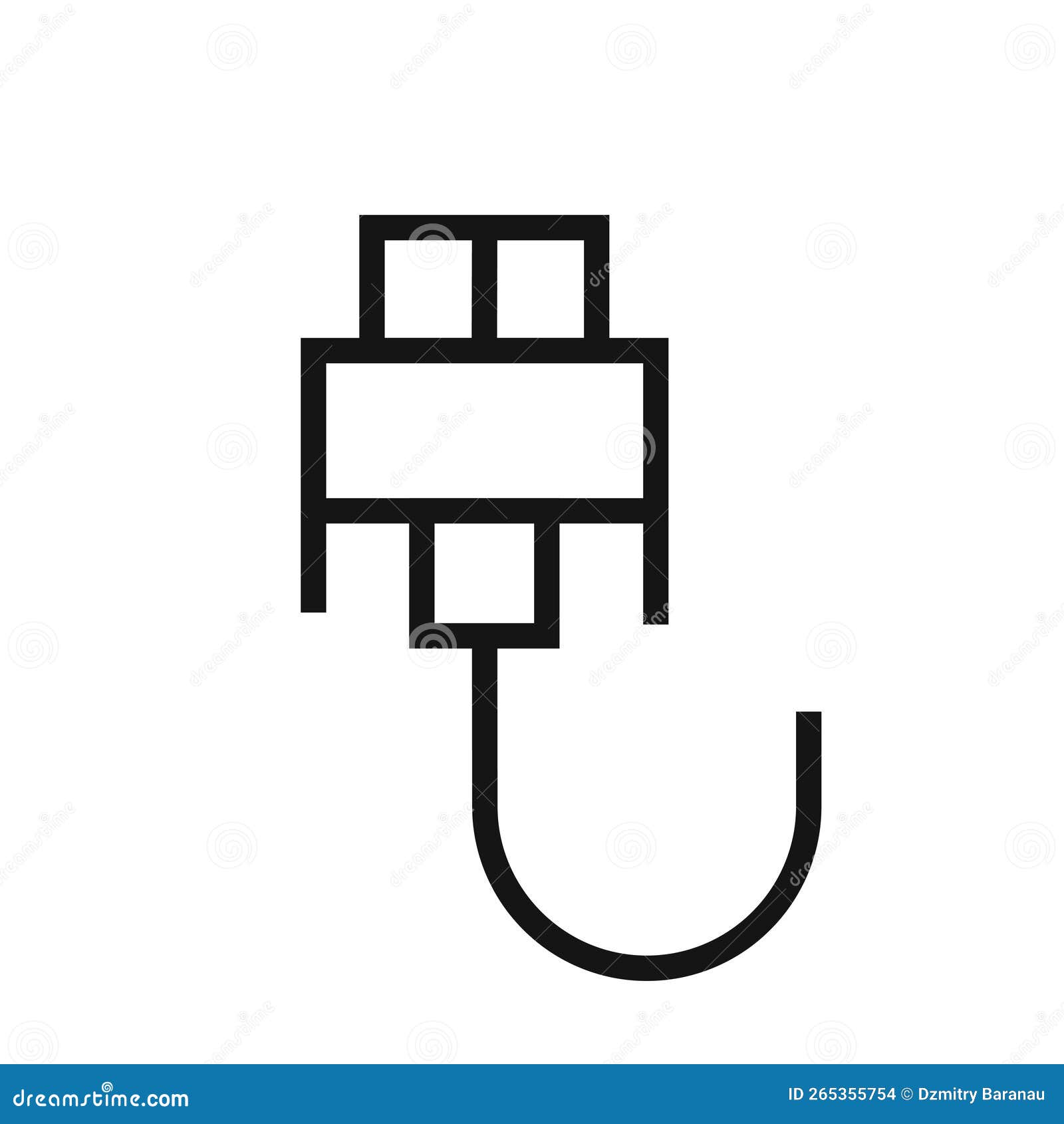 VGA Cable Line Icon Isolated on White Background. Black Flat Thin Icon ...