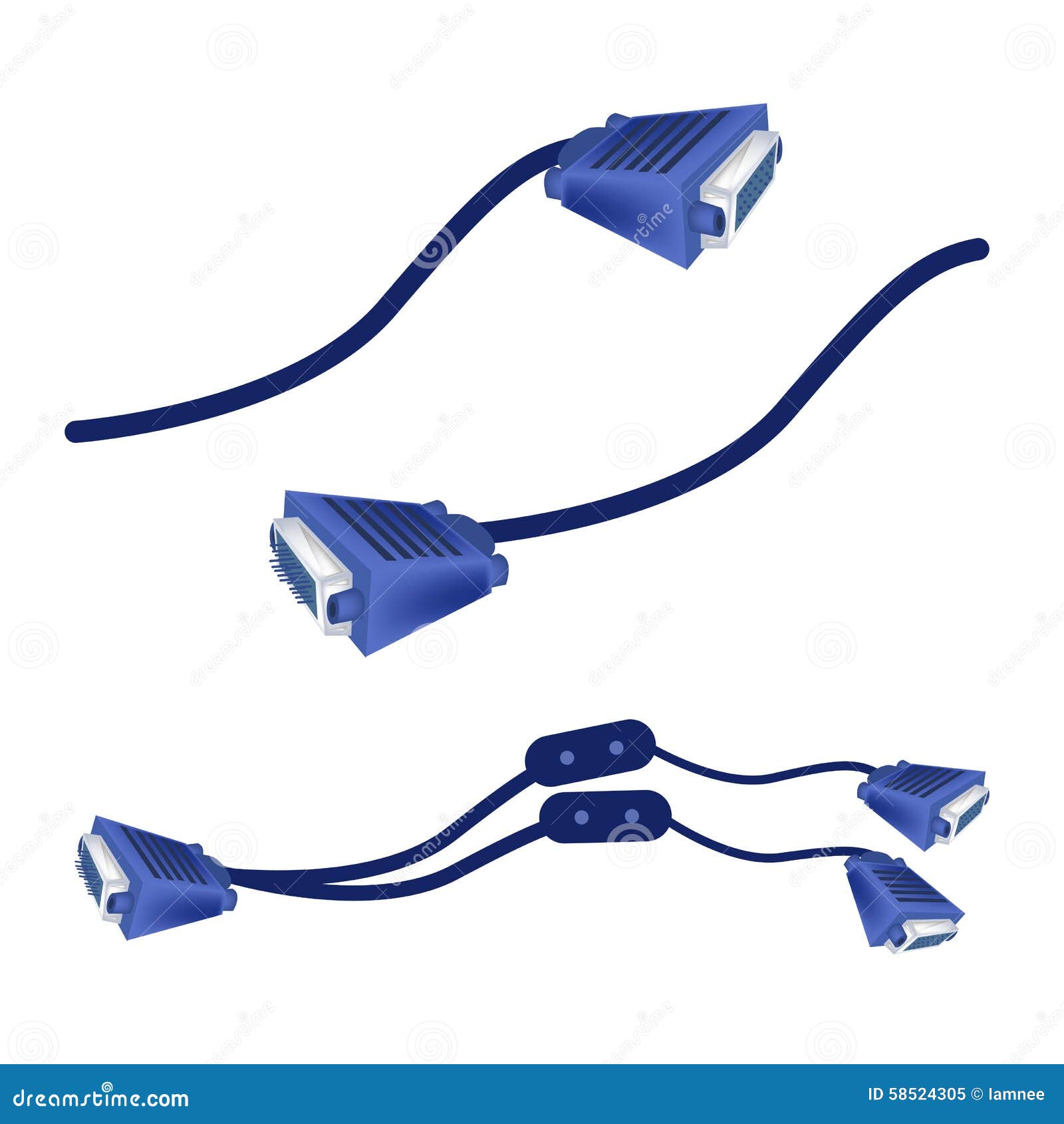 VGA Cables or DVI Digital Video Interface Stock Vector - Illustration ...