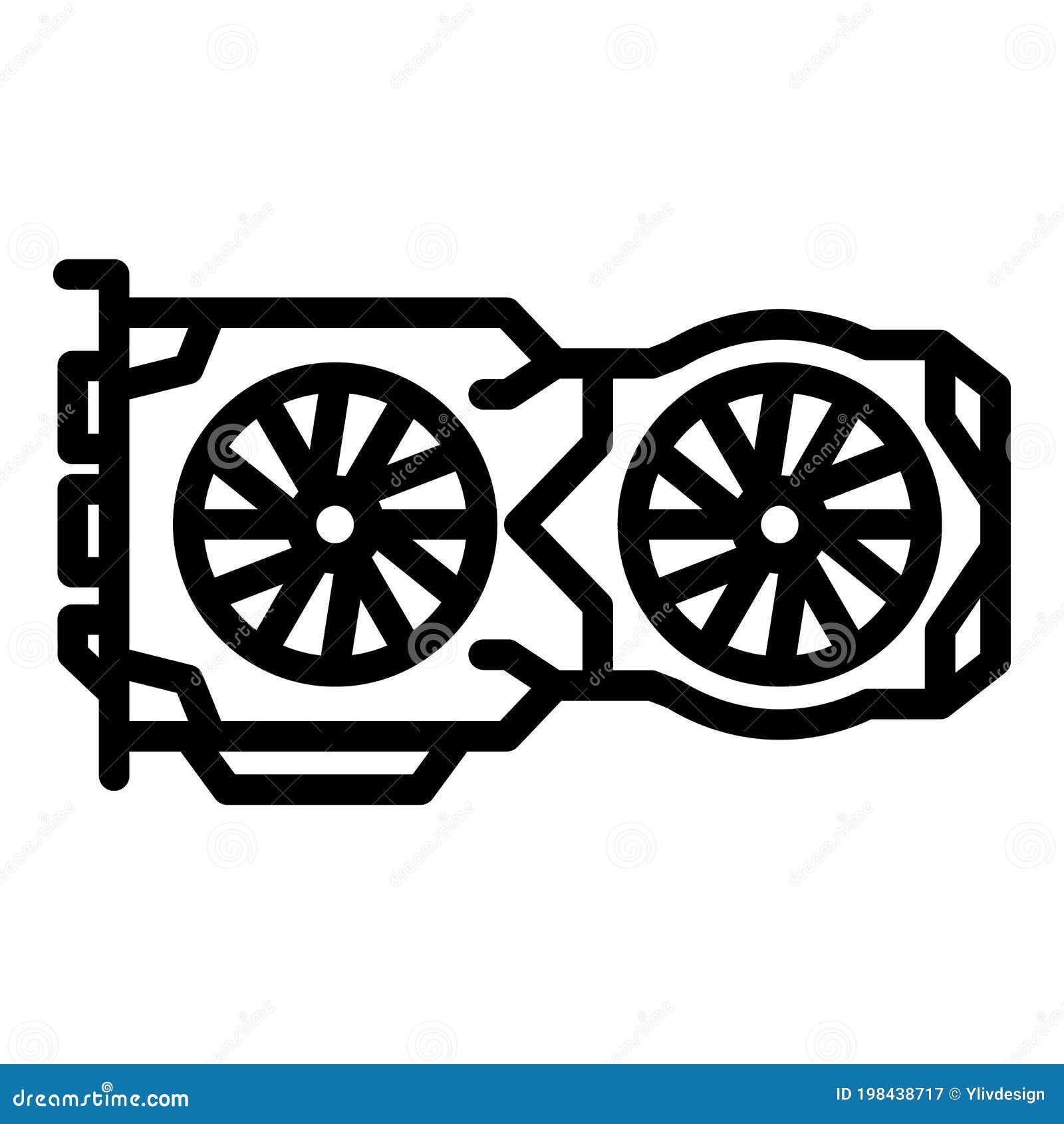 Vga Card Icon, Outline Style Stock Vector - Illustration of card, chip ...