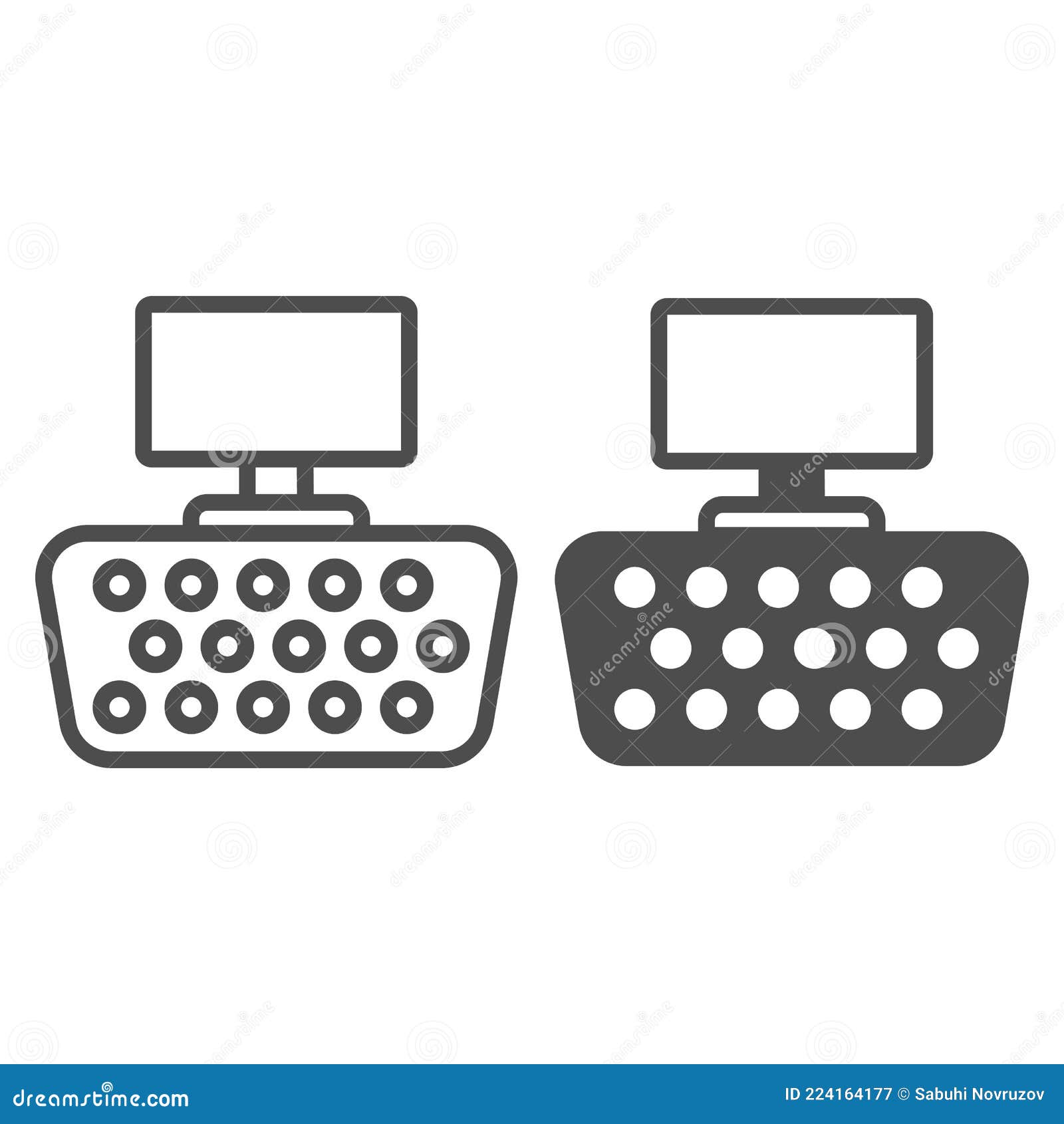 VGA Connector Line and Solid Icon, Monitors and TV Concept, Video ...