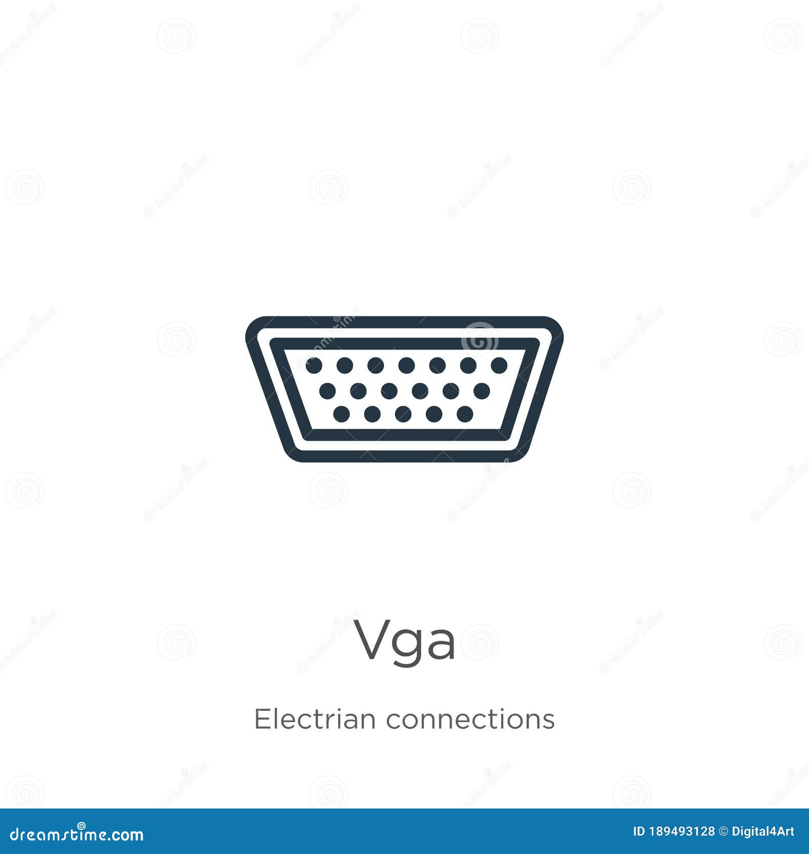 Vga Icon. Thin Linear Vga Outline Icon Isolated on White Background ...