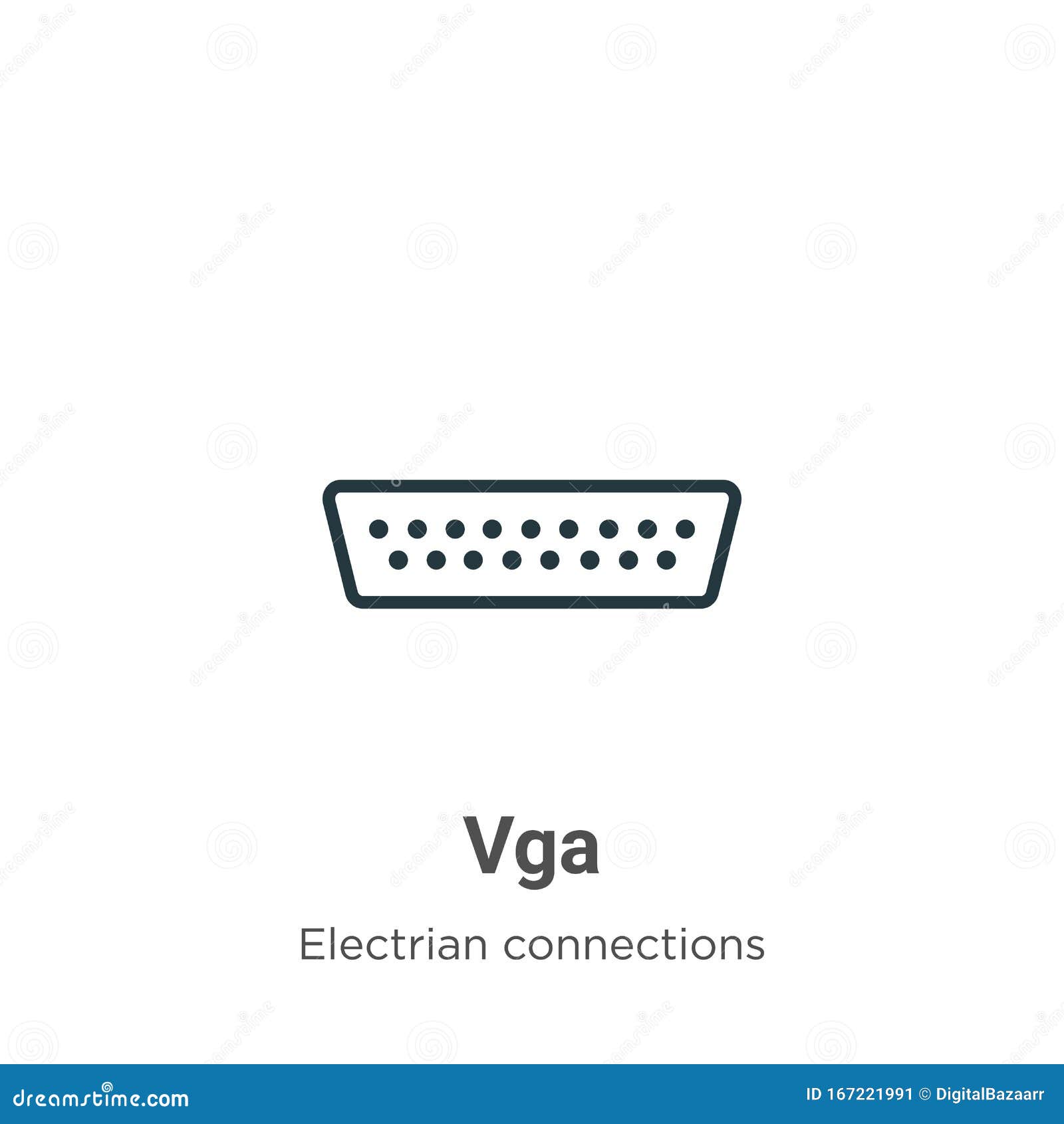 Vga Outline Vector Icon. Thin Line Black Vga Icon, Flat Vector Simple ...