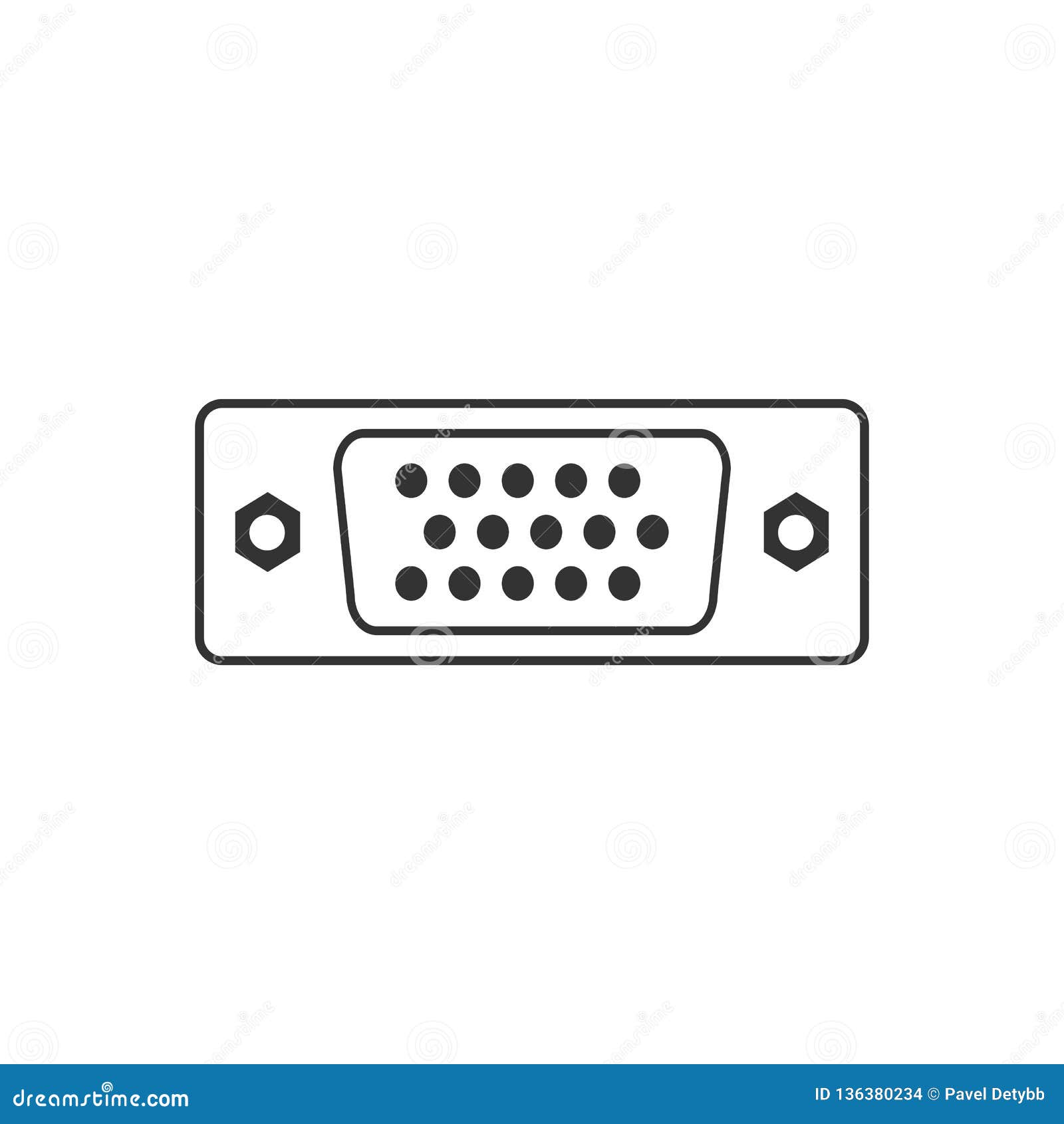 VGA Port Icon. Vector Illustration, Flat Design Stock Illustration ...