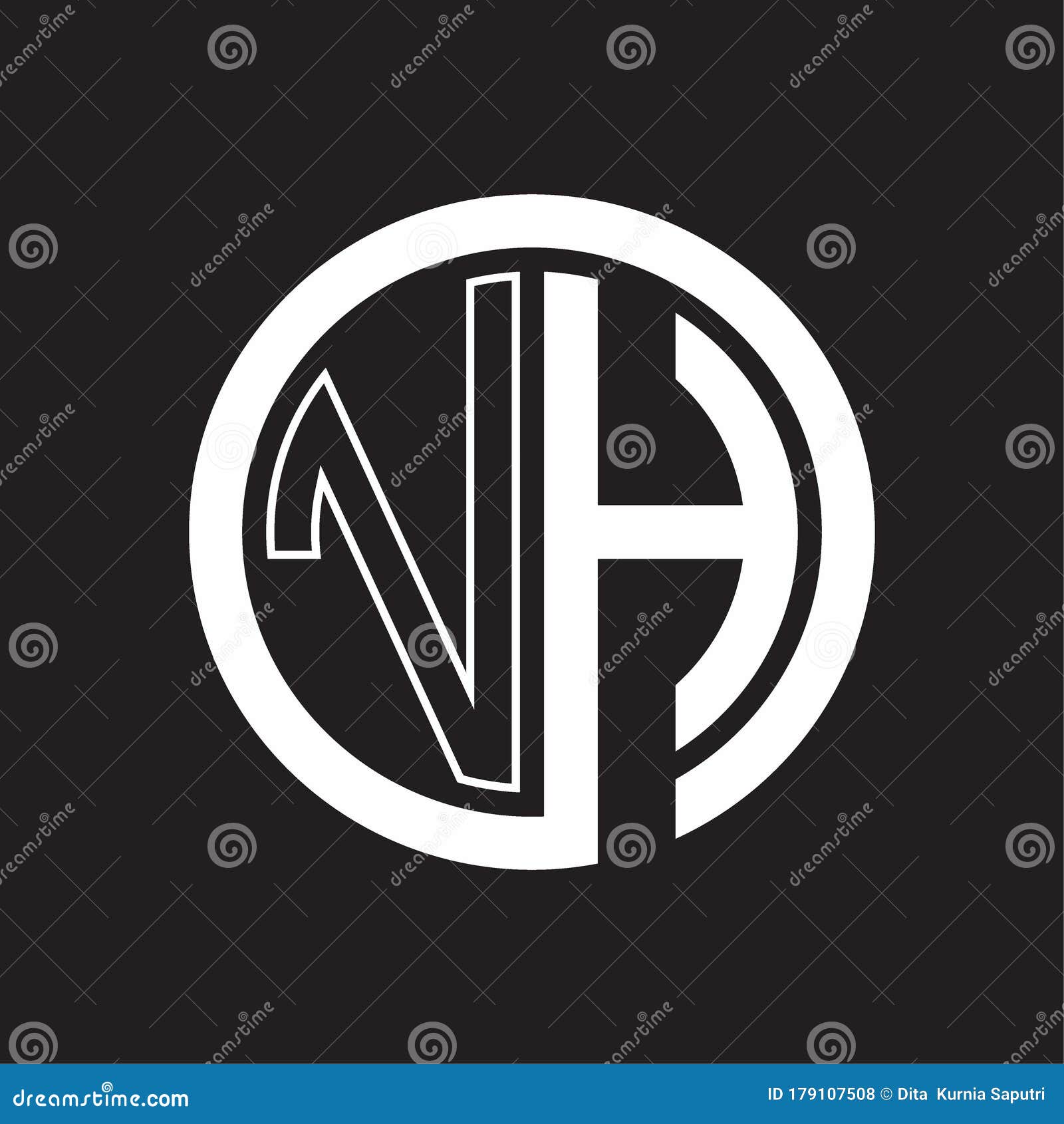VH Logo with Circle Rounded Negative Space Design Template Stock Vector ...