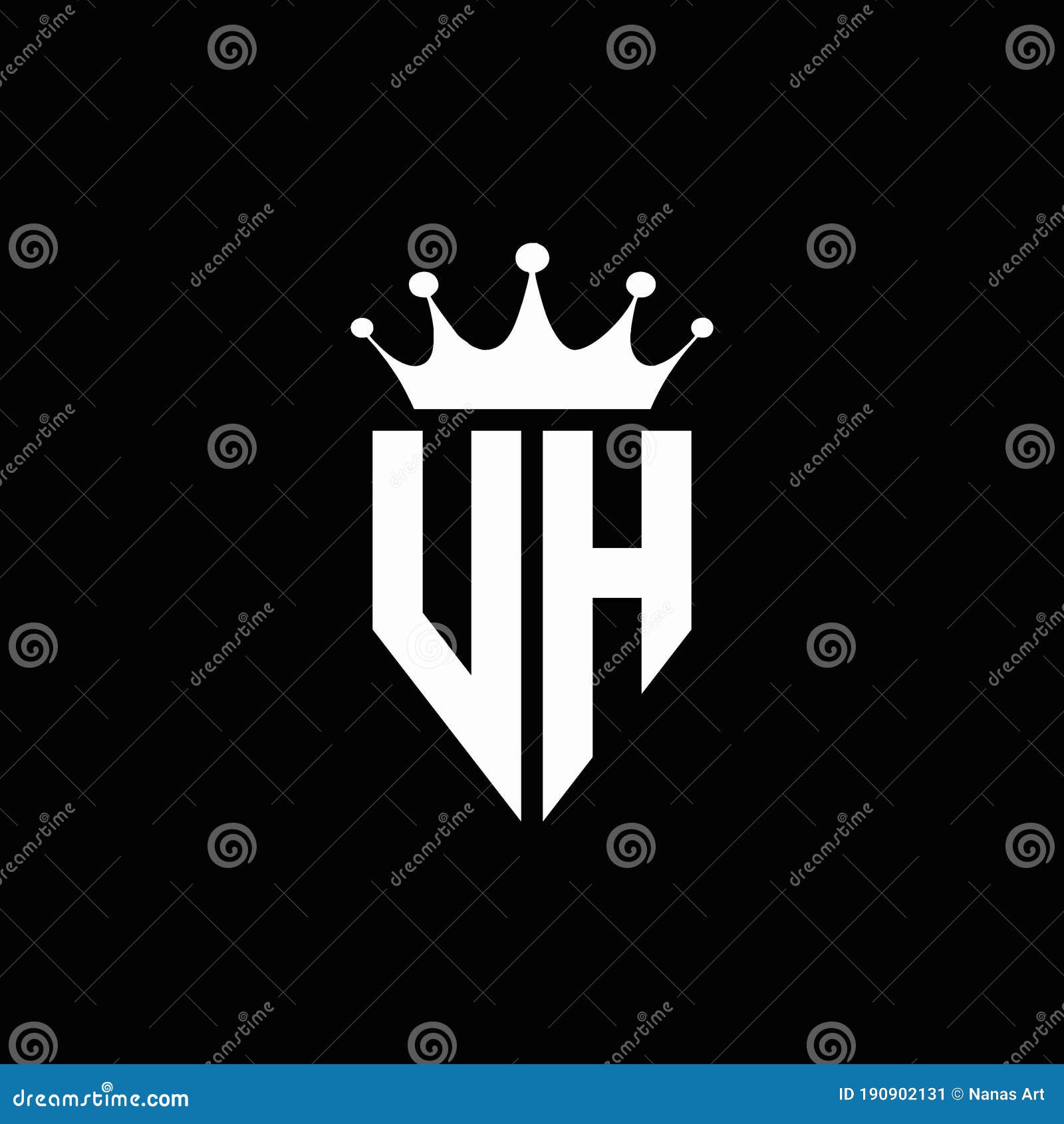 VH Logo Monogram Emblem Style with Crown Shape Design Template Stock ...