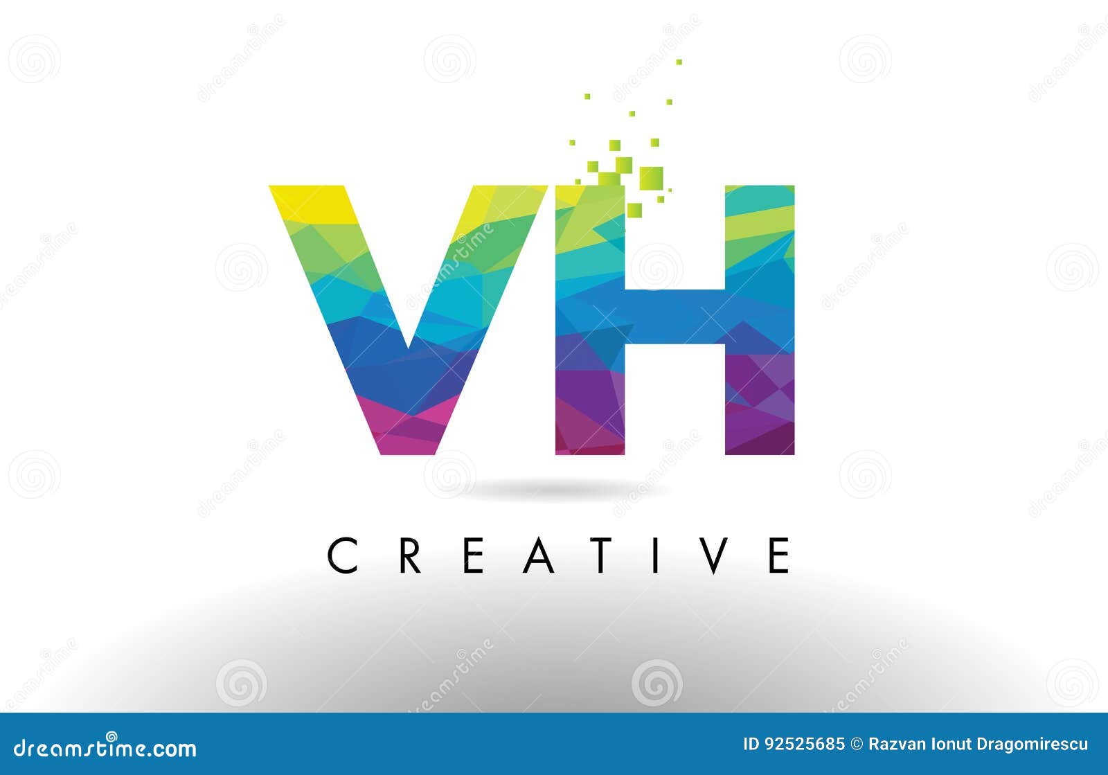 VH V H Colorful Letter Origami Triangles Design Vector. Stock Vector ...