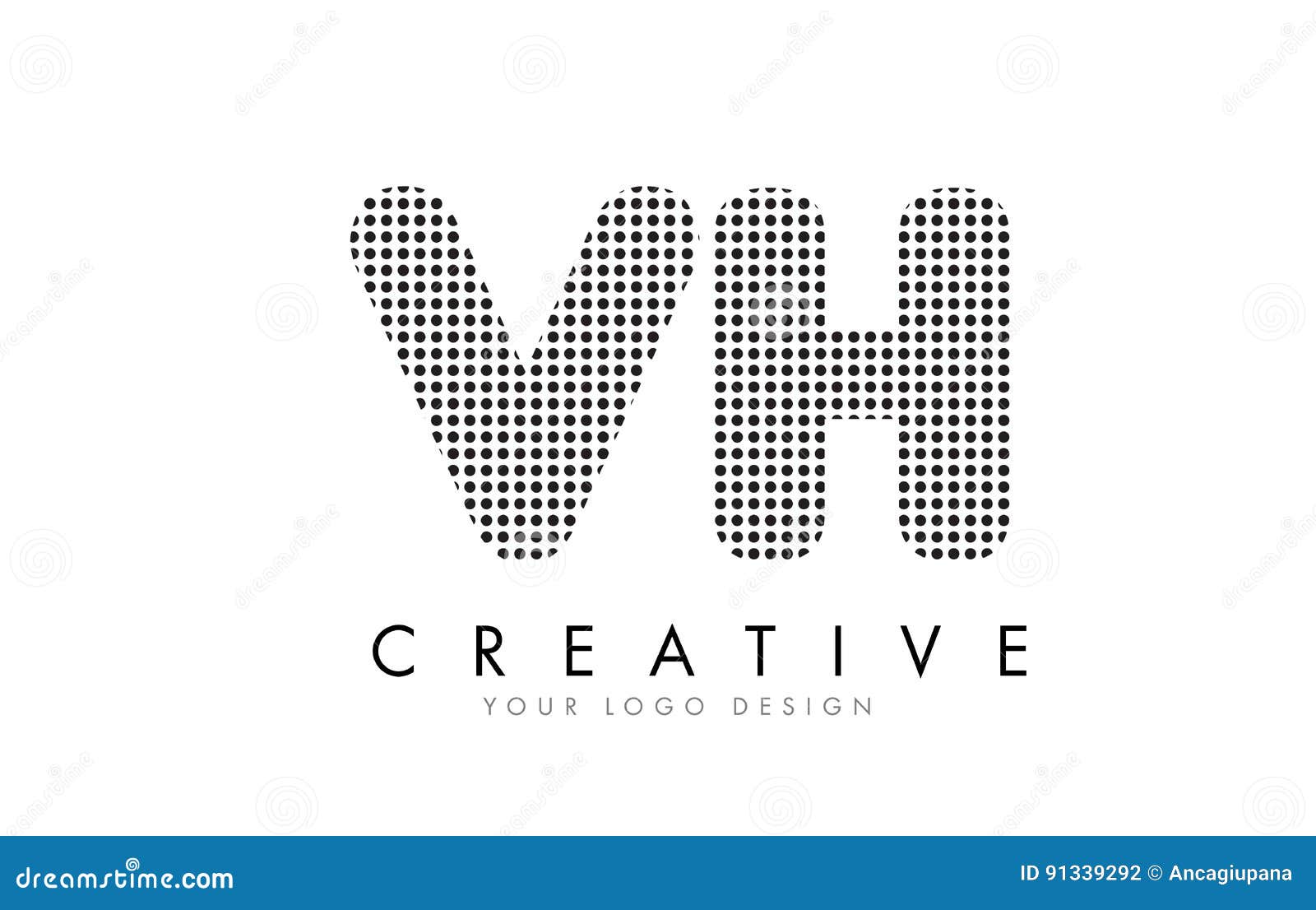 VH V H Letter Logo with Black Dots and Trails. Stock Vector ...