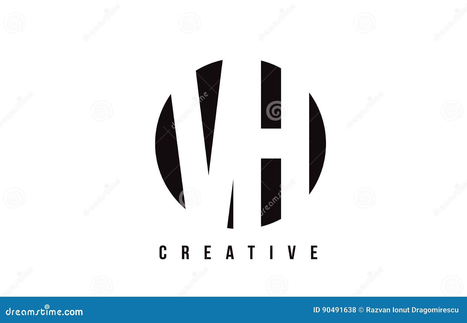 VH V H White Letter Logo Design with Circle Background. Stock Vector ...