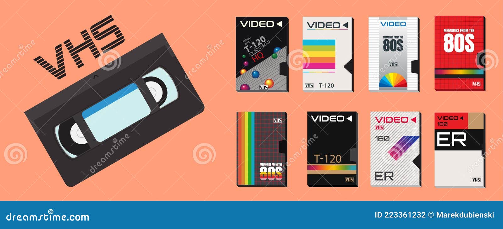 Collection of Vector Cassette Tape Old 80`s Style Graphics Stock Vector ...