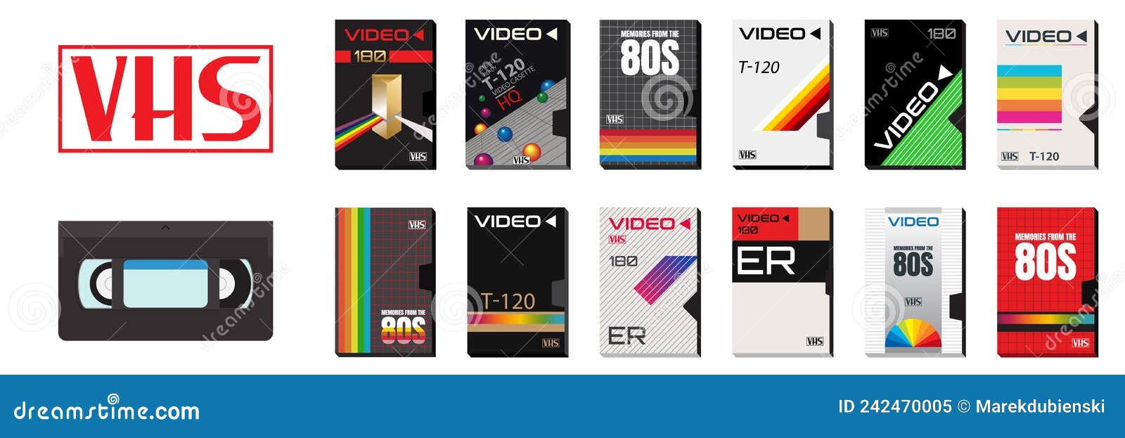 Vector Collection Set of Vector Cassette Tapes Old 80`s Style Graphics ...