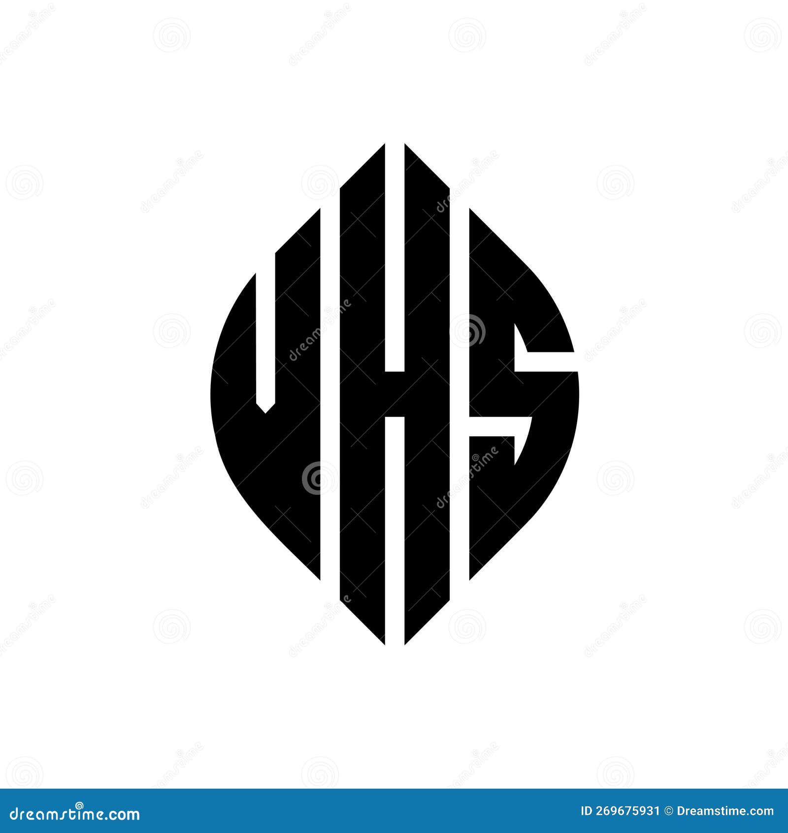 VHS Circle Letter Logo Design with Circle and Ellipse Shape. VHS ...