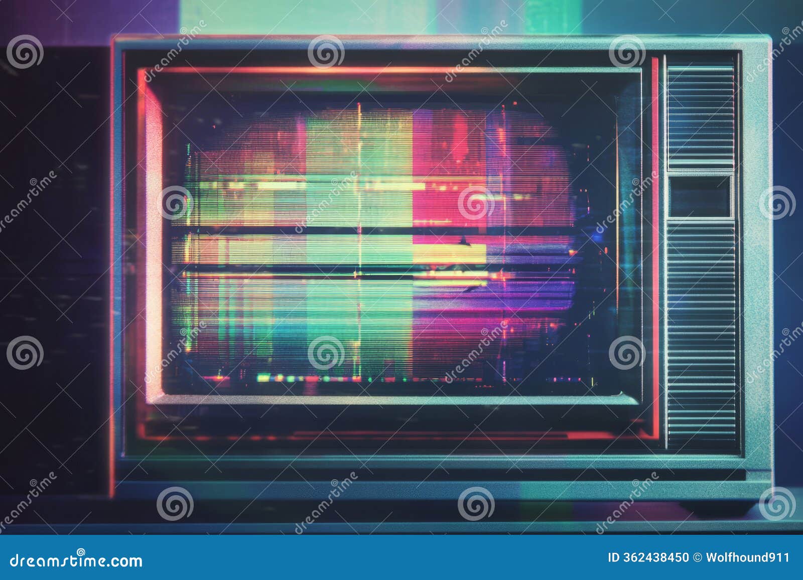 A VHS Glitch-inspired Background with Distorted Static, Neon ...