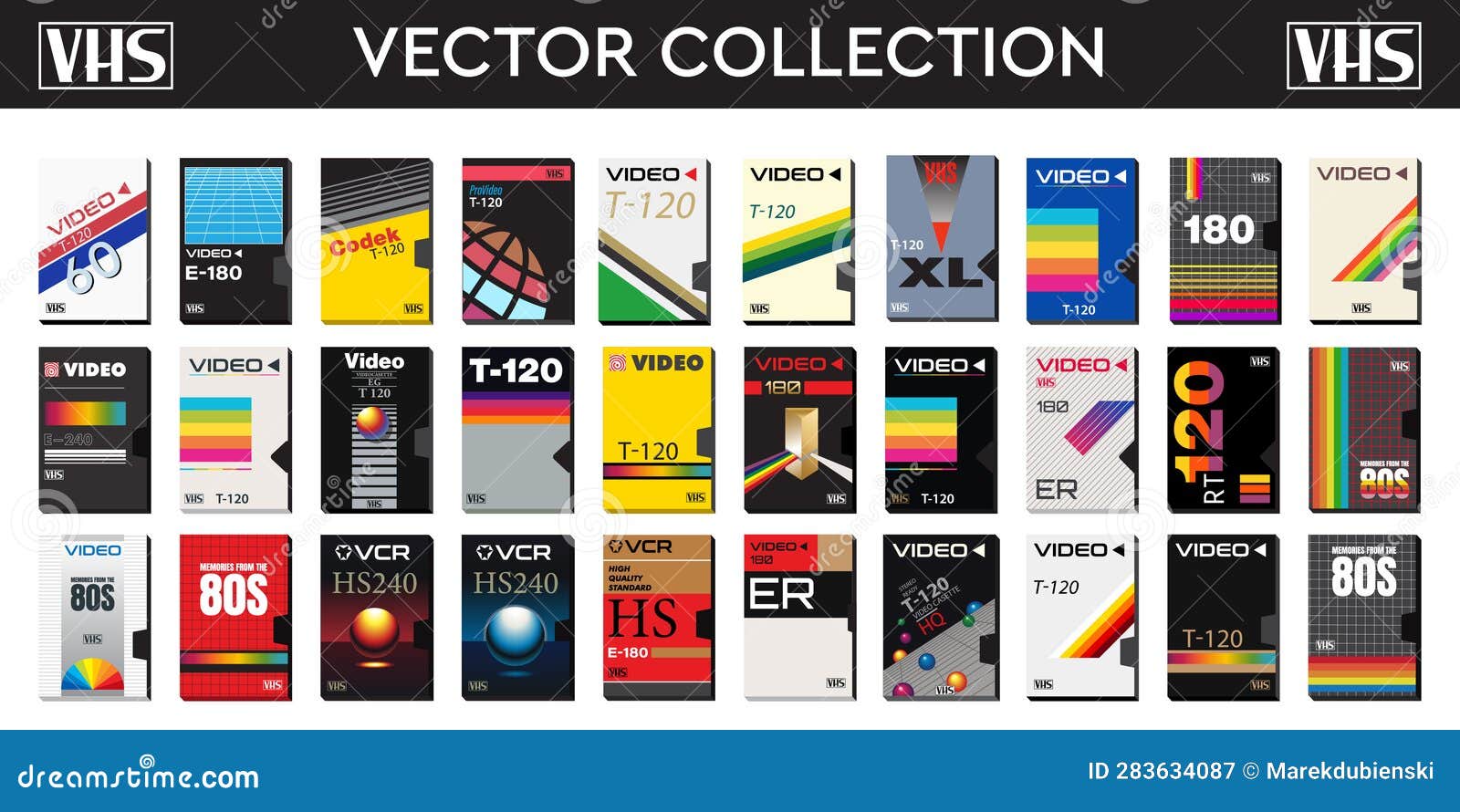 VHS Vector Collection. Pack of Abstract Covers from 70s, 80s and 90s ...