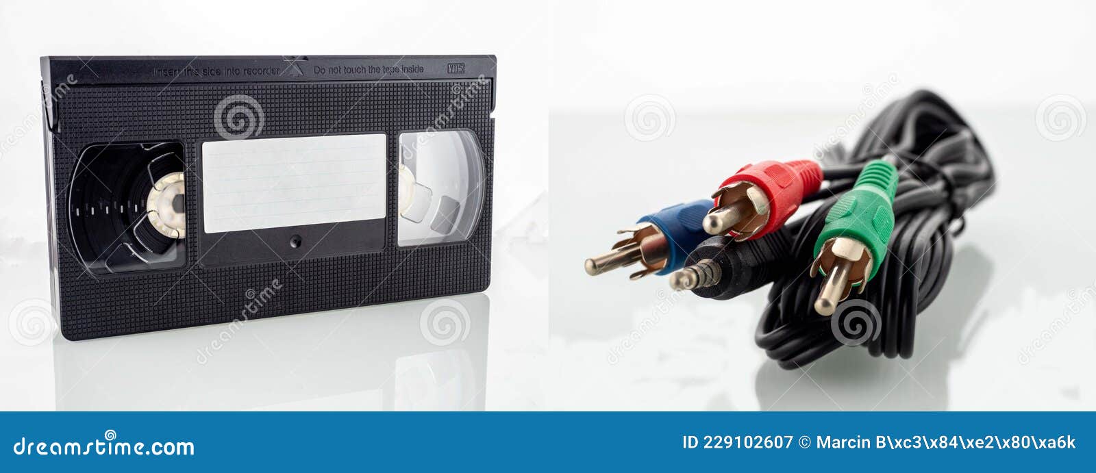 Vhs tape and cables stock image. Image of data, play - 229102607