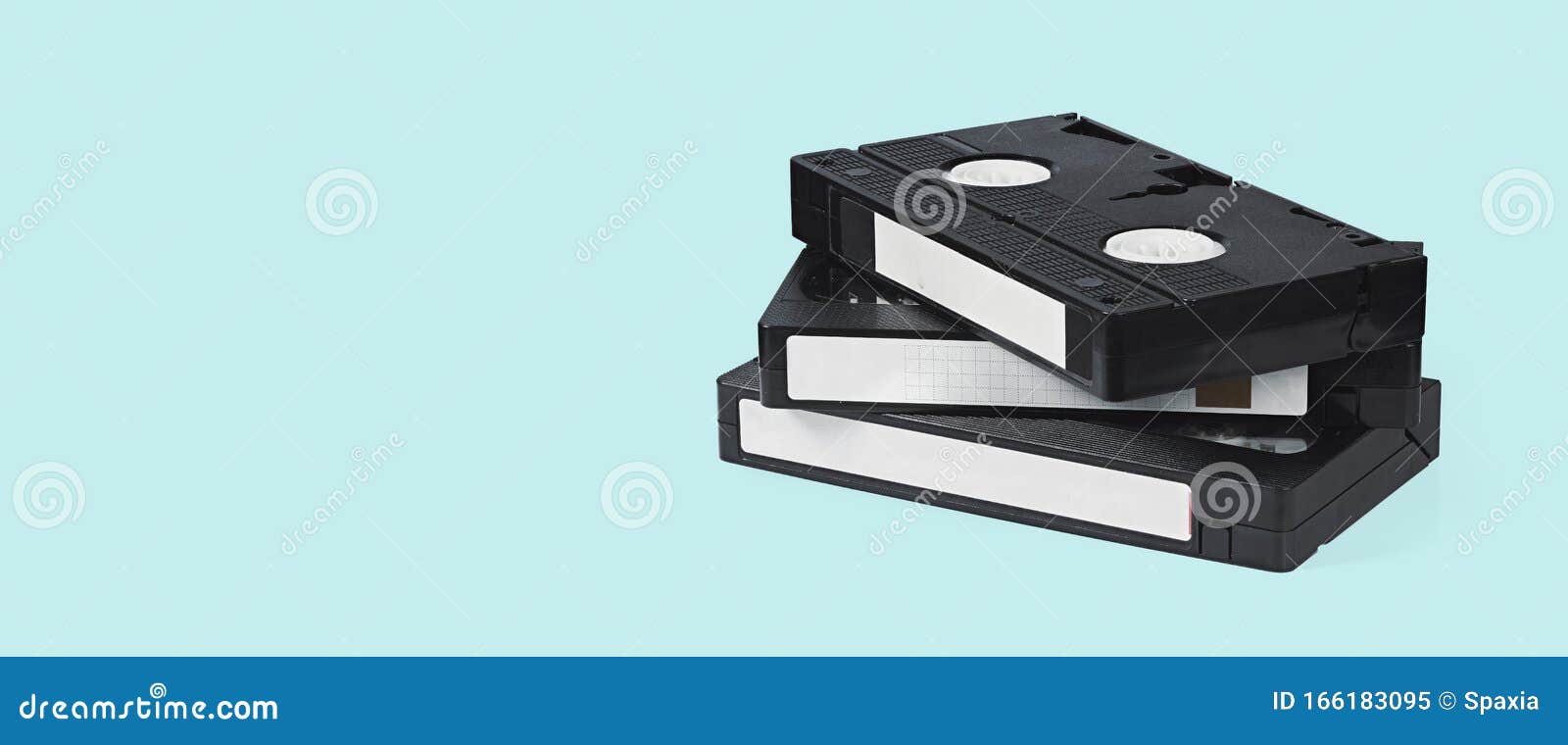 VHS Video Tapes on a Blue Background Stock Image - Image of equipment ...