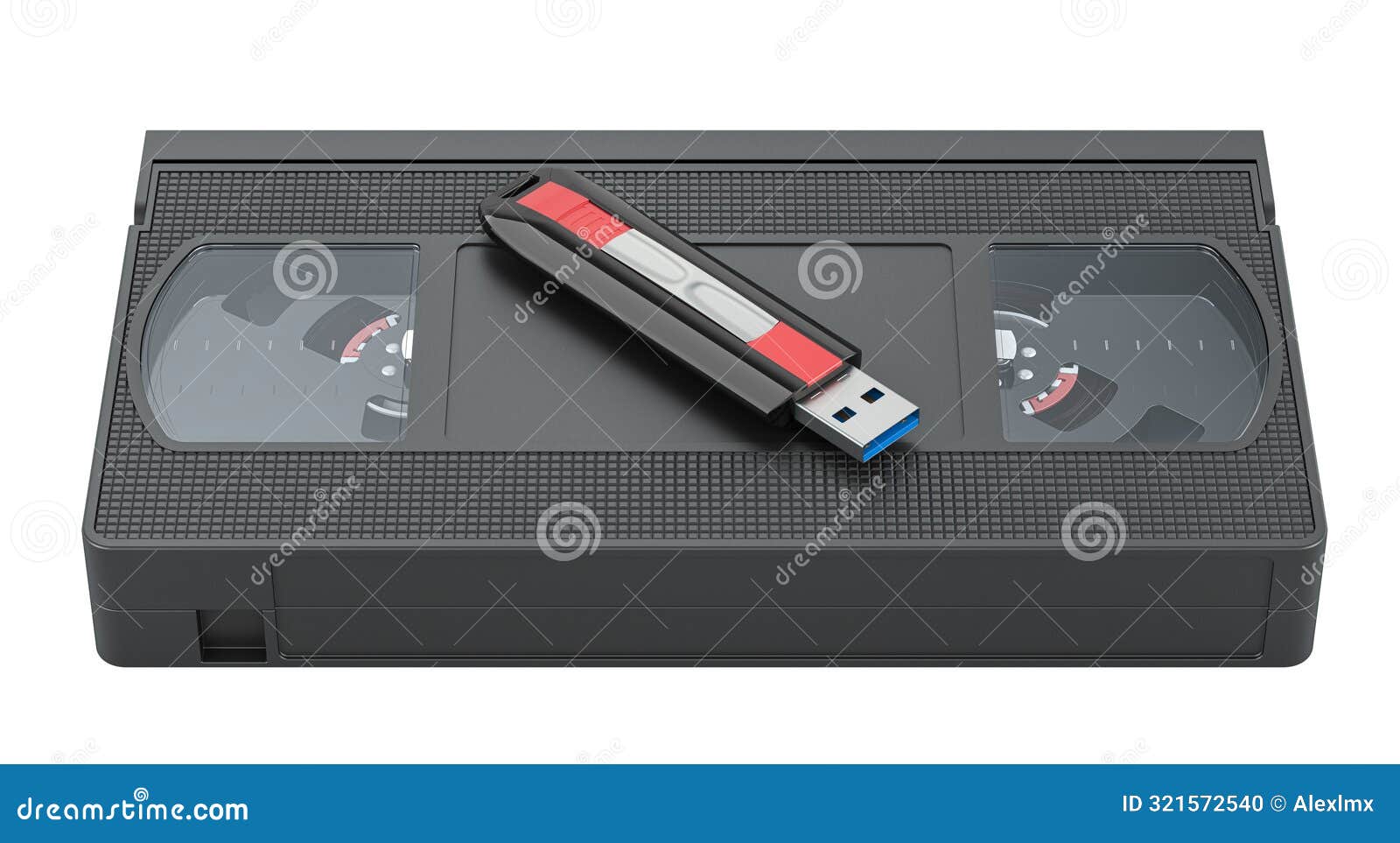 VHS Videotape with USB Flash Drive, 3D Rendering Stock Illustration ...