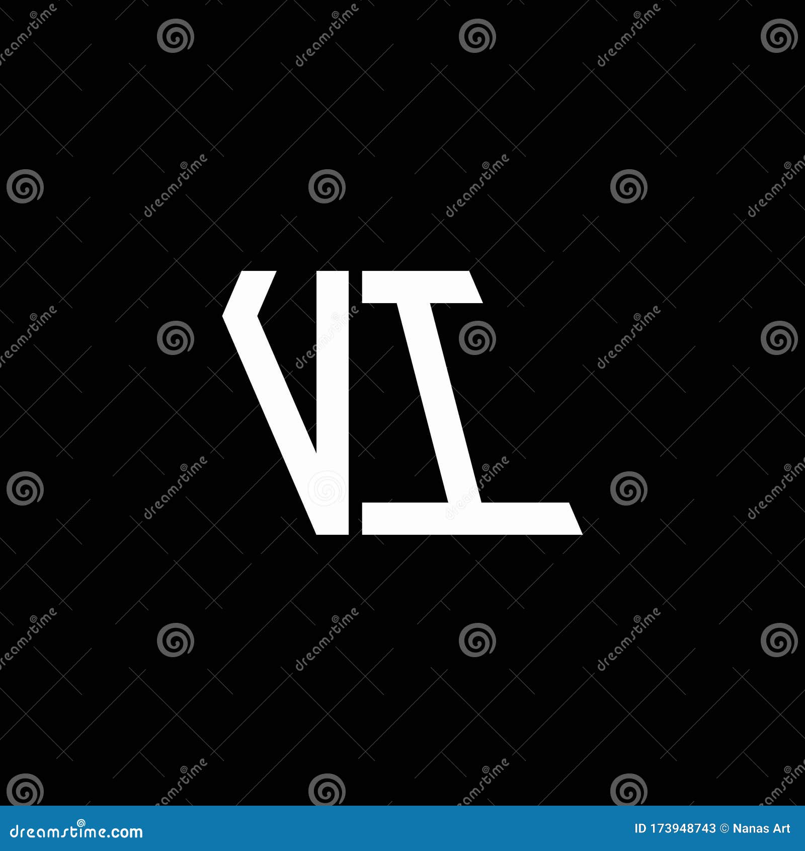 VI Logo Abstract Monogram Isolated on Black Background Stock Vector ...