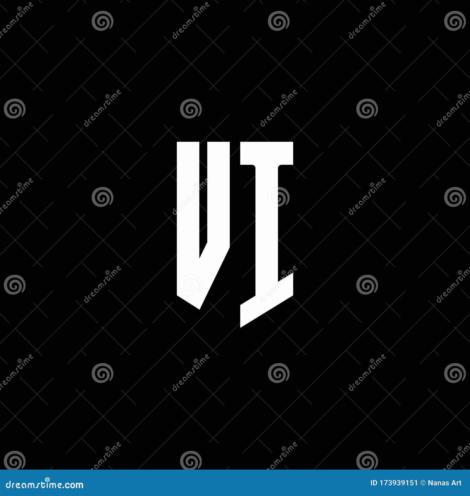 VI Logo Monogram with Emblem Style Isolated on Black Background Stock ...